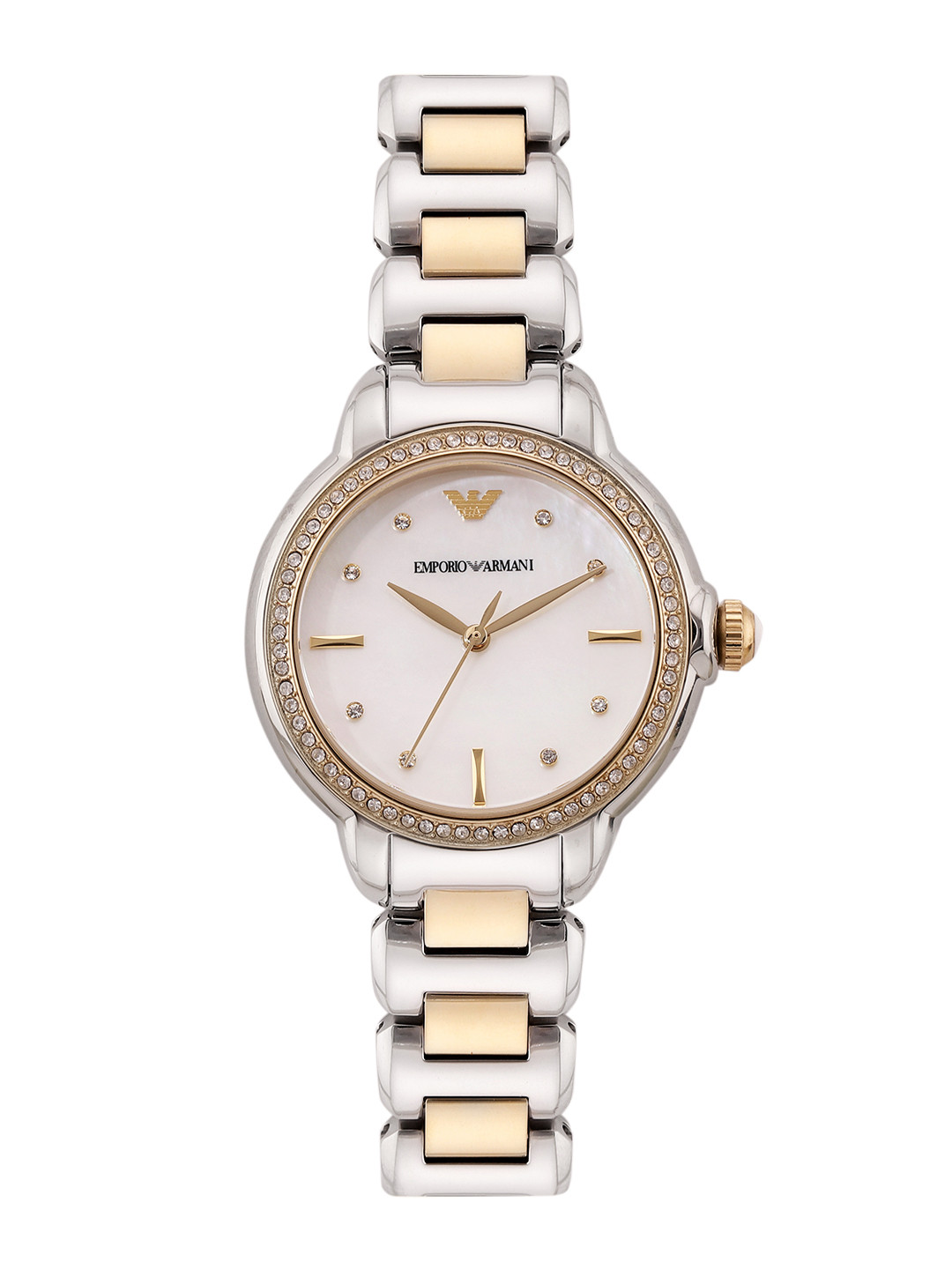 Buy Emporio Armani Women Mother Of Pearl & Embellished Dial & Stainless ...