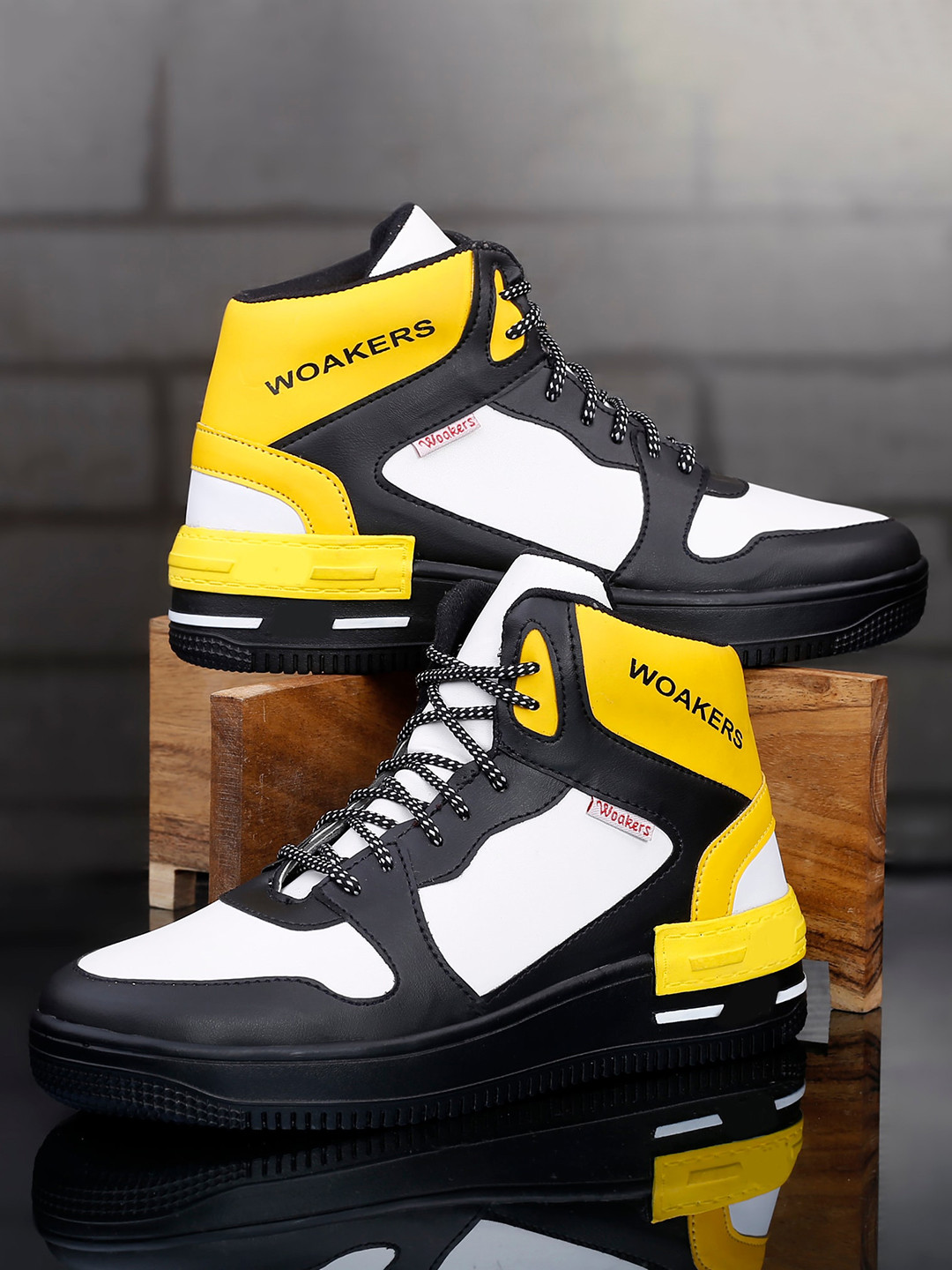 Buy Woakers Men Colourblocked Waterproof Lining Mid Top Sneakers ...