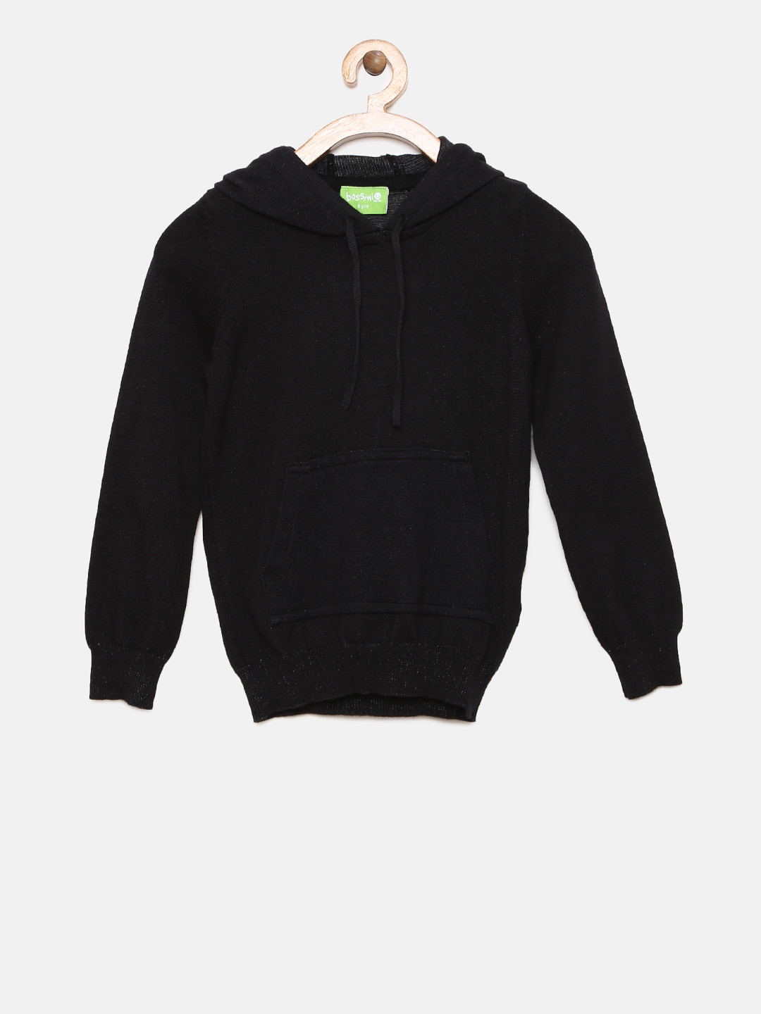 Buy Bossini Boys Black Solid Hooded Pullover - Sweaters for Boys ...