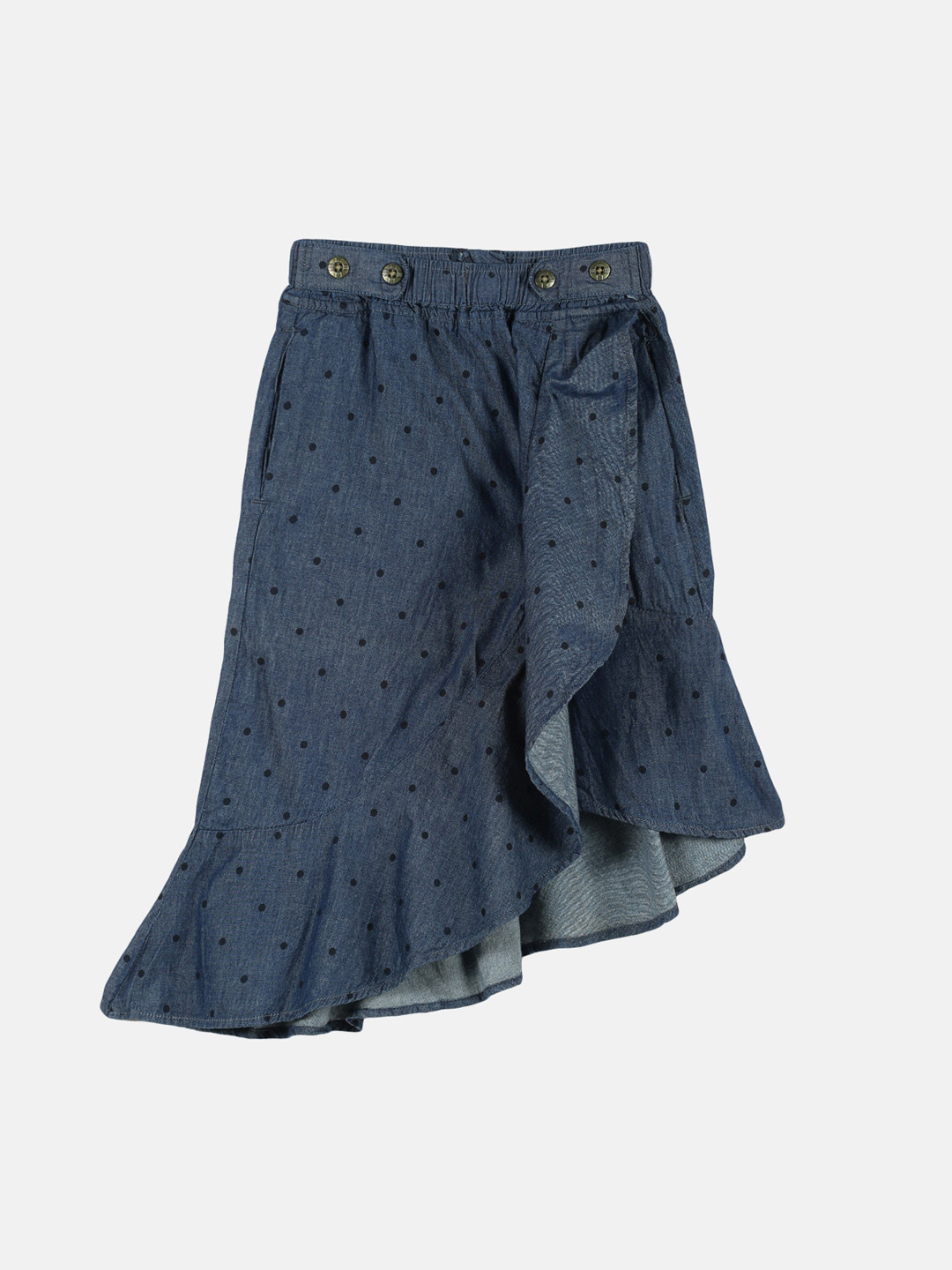Buy KiddoPanti Girls Printed Denim Asymmetrical Ruffle Skirt - Skirts ...