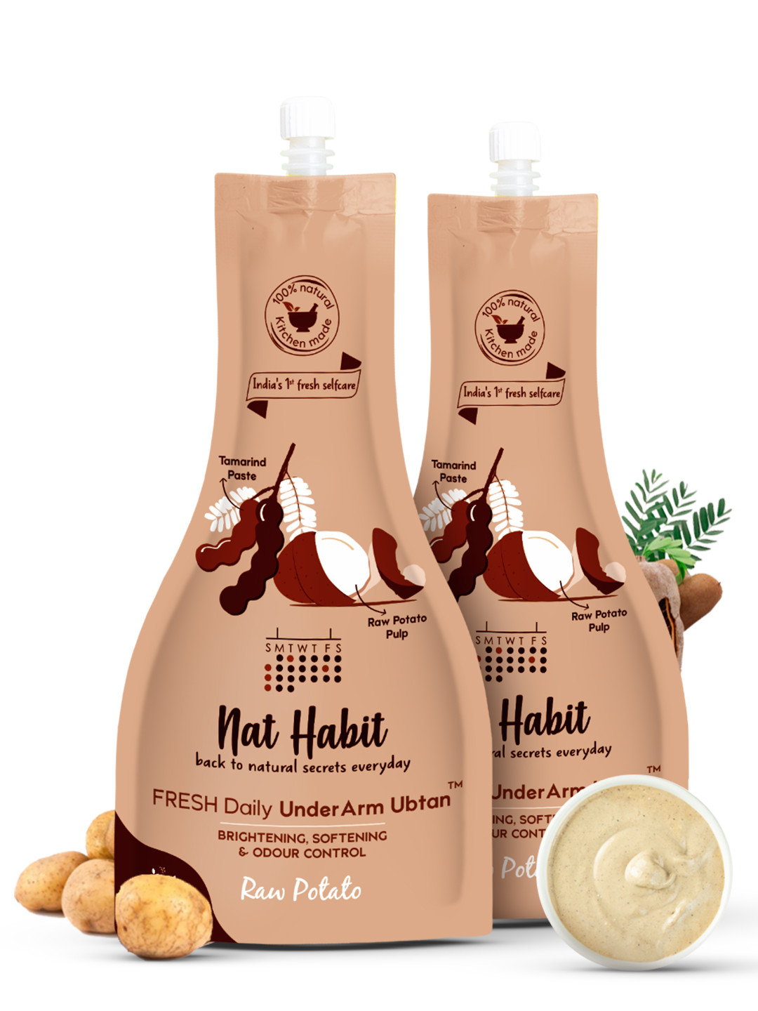 Buy Nat Habit Set Of 2 Raw Potato Under Arm Ubtan 40 Gm Each - Body ...