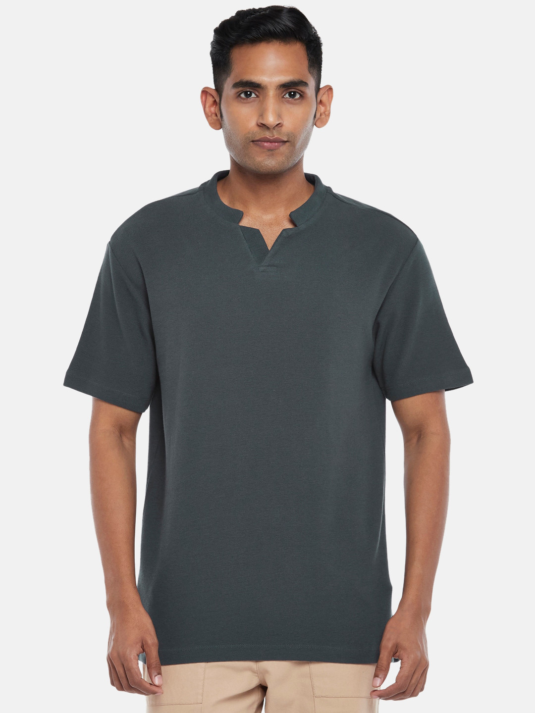 Buy 7 Alt By Pantaloons Henley Neck Cotton Relaxed Fit T Shirt ...