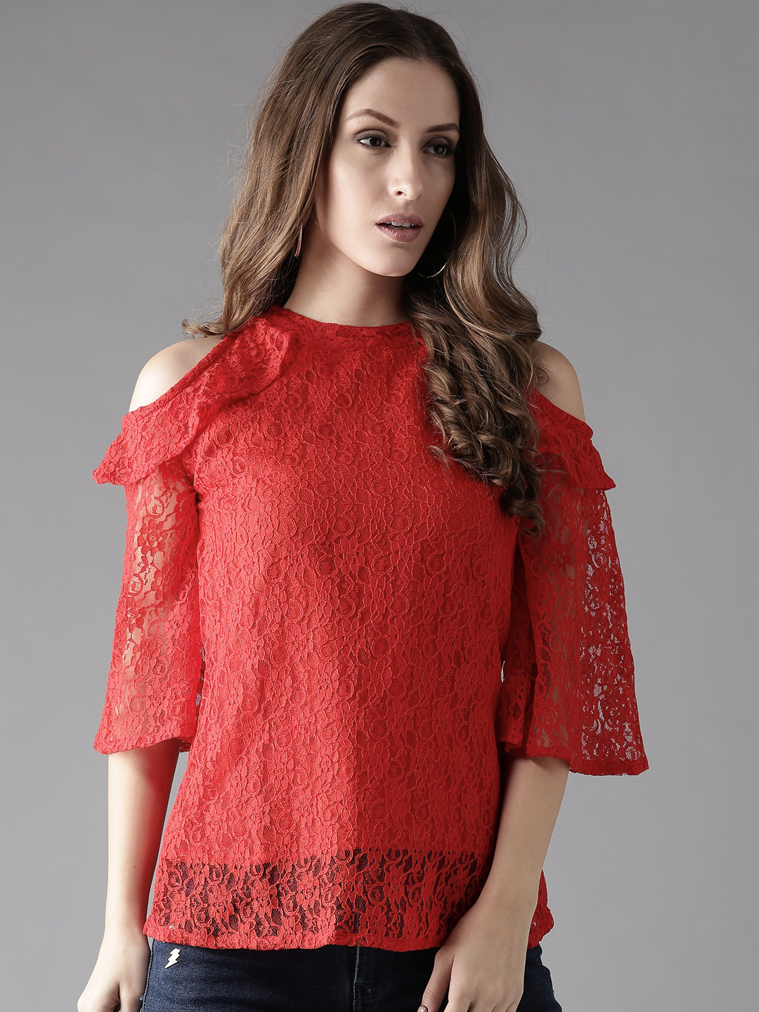 Buy Moda Rapido Women Red Lace Top - Tops for Women 2196981 | Myntra