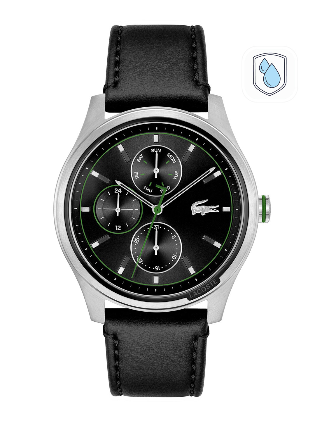 Buy Lacoste Men Brass Dial & Leather Straps Analogue Multi Function ...