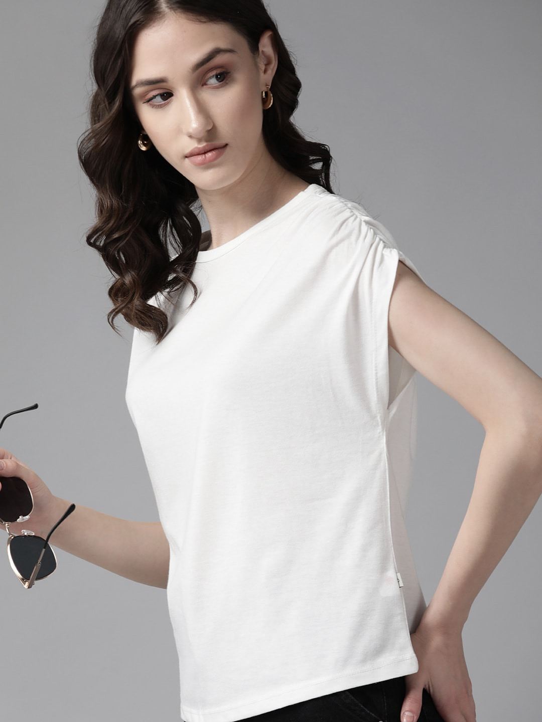 Buy The Roadster Lifestyle Co. Ruched Detail T Shirt - Tshirts for ...