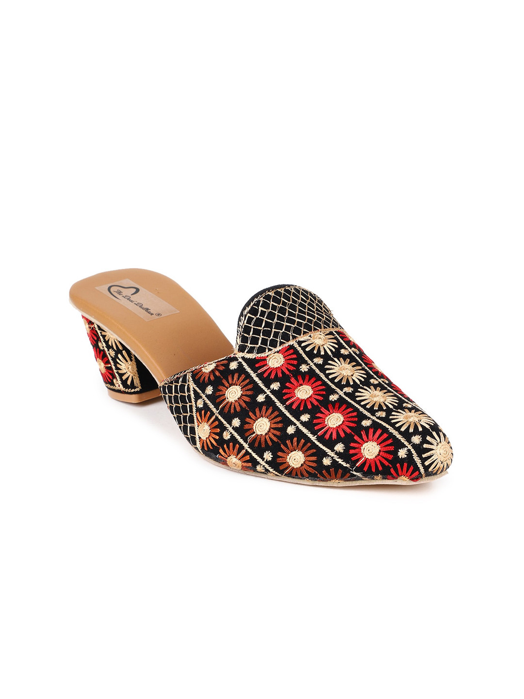 Buy The Desi Dulhan Embellished Ethnic Block Mules Heels - Heels for ...
