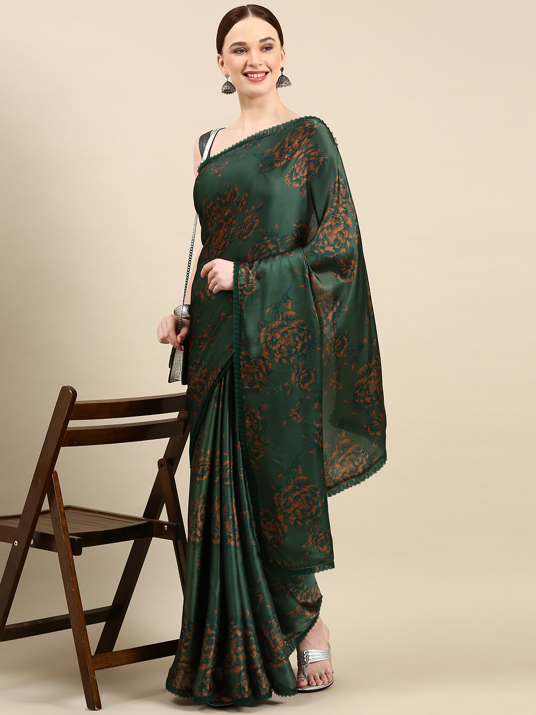 Buy Kasee Floral Sequinned Satin Saree - Sarees for Women 21972872 | Myntra