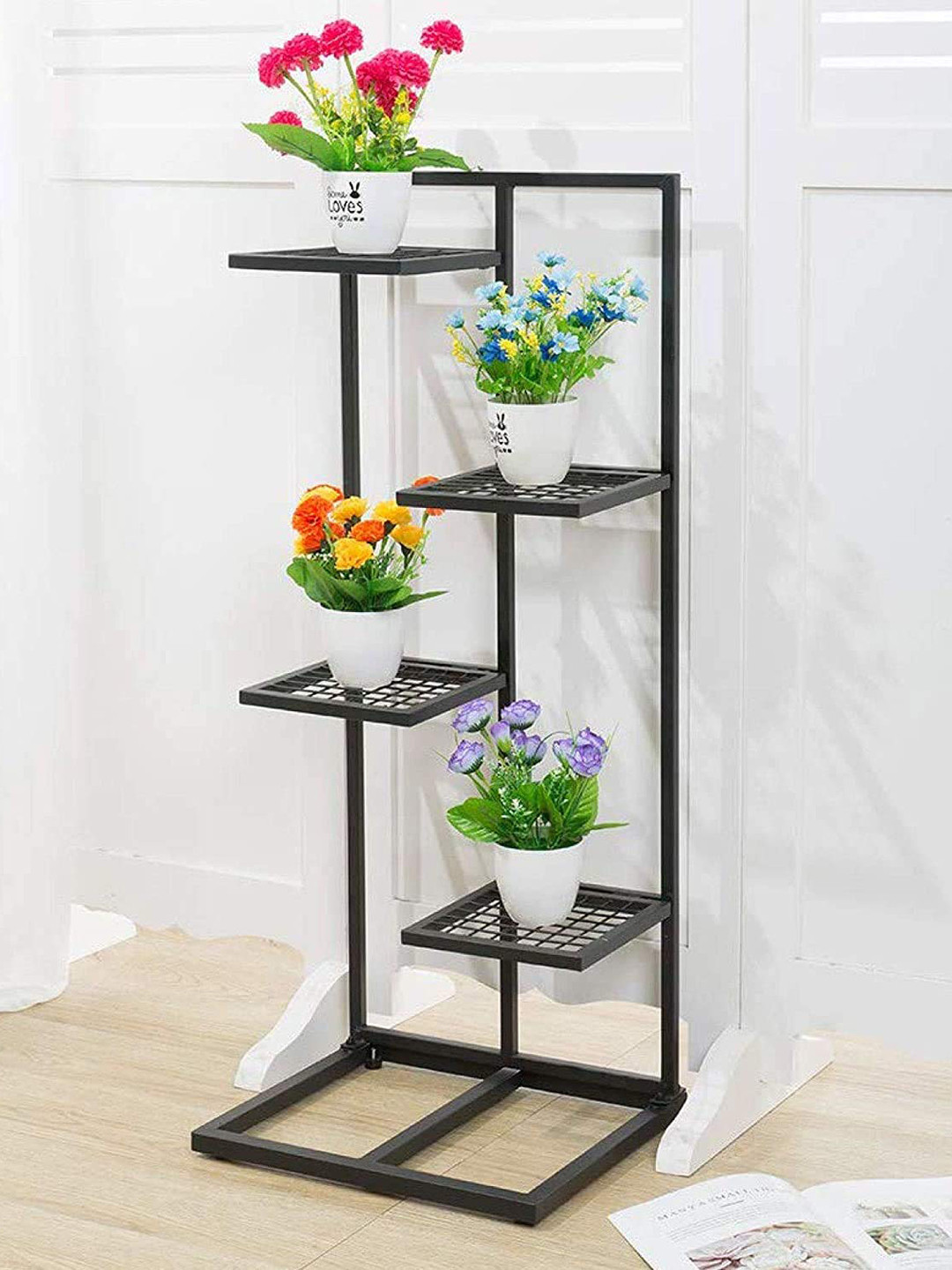 Buy TRUSTBASKET Black Metal Garnet Planter Stand - Planters for Unisex ...