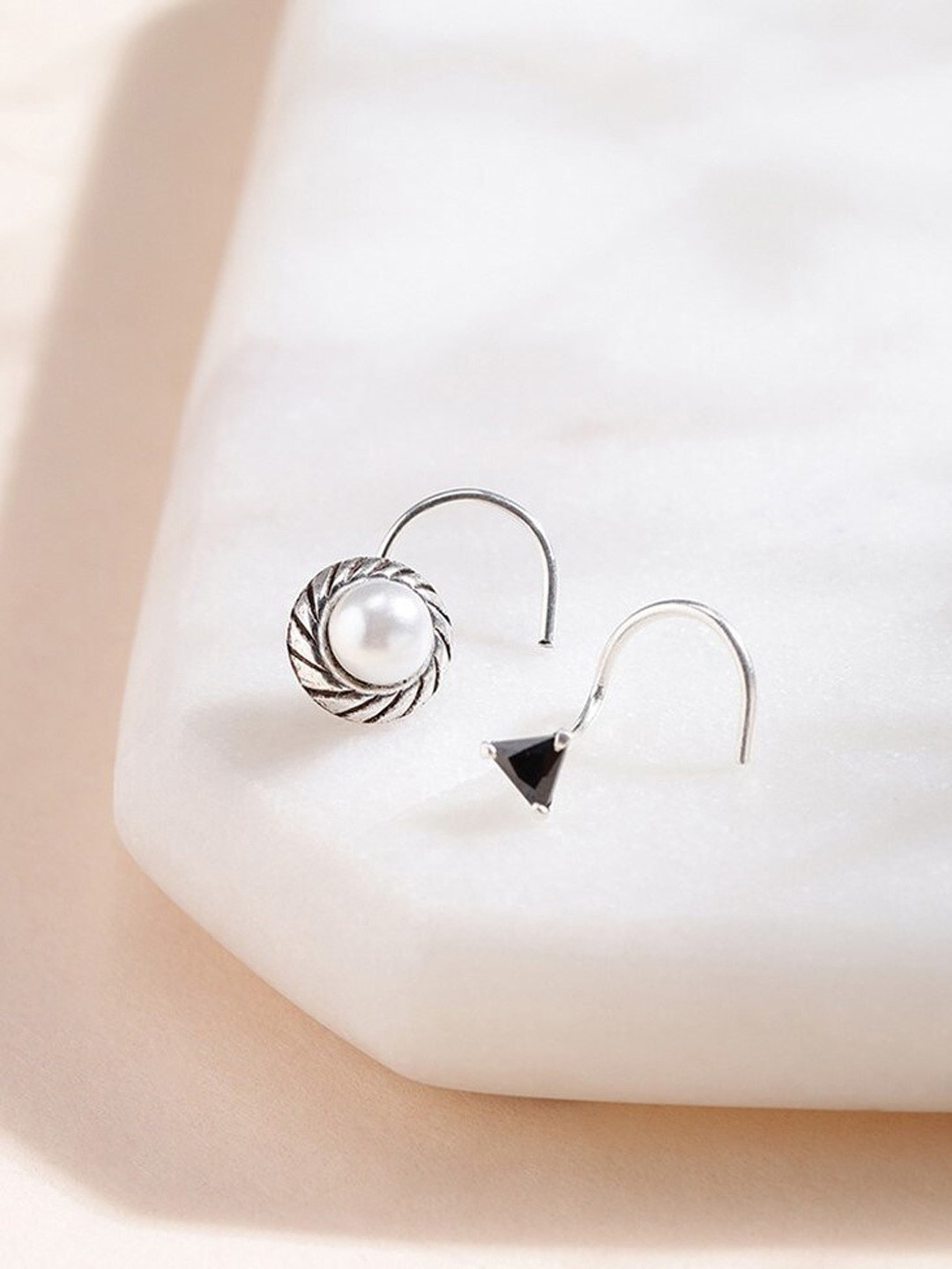 Buy Zavya Sterling Silver Set Of 2 Silver Plated Pearls Studded Insert ...