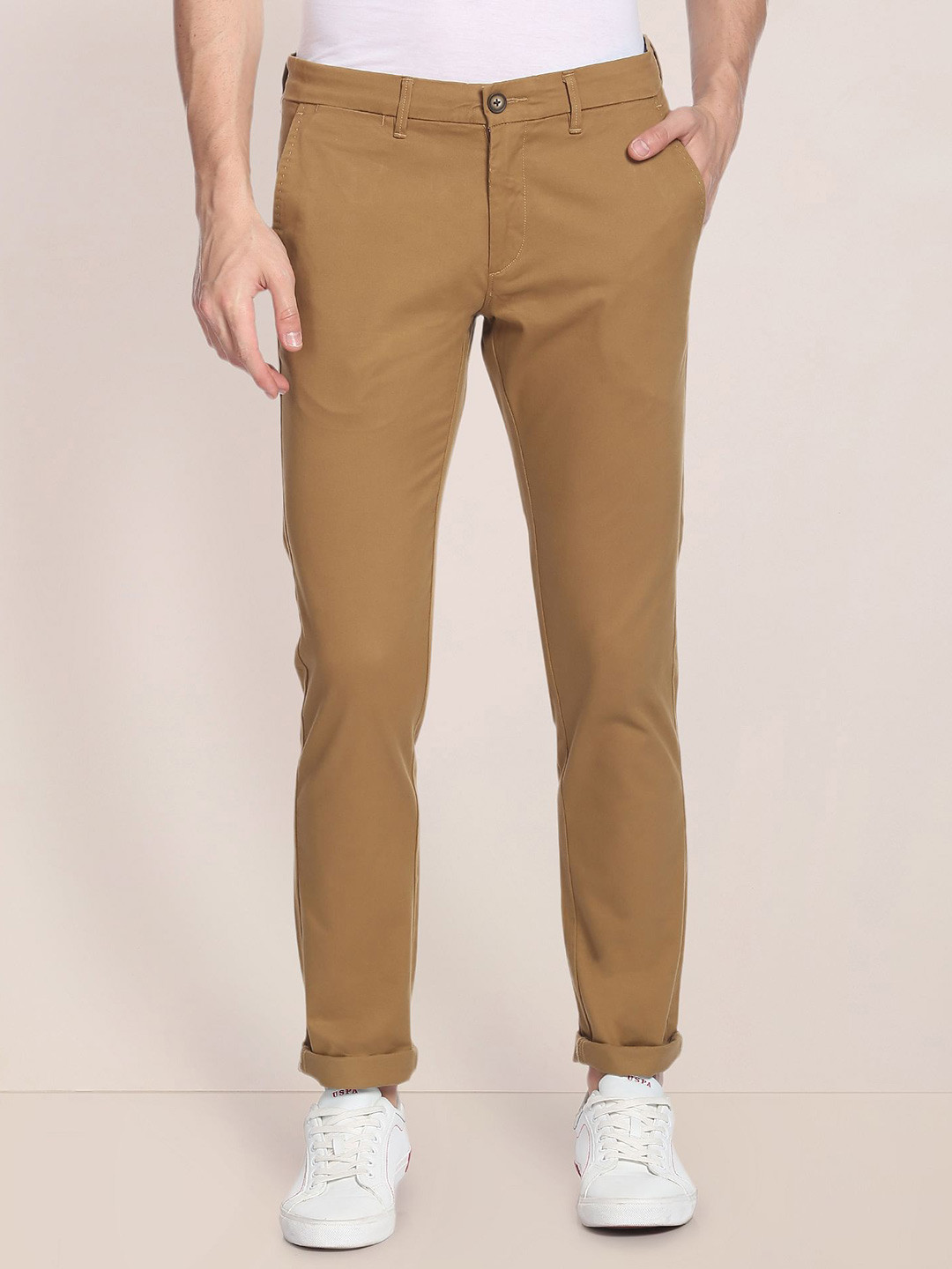 Buy U S Polo Assn Men Yellow Chinos Trousers - Trousers for Men ...