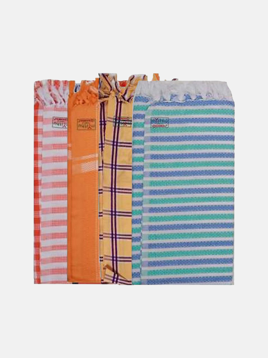 Buy Ramraj Pack Of 4 Pure Cotton Striped Multicolor 170 GSM Towel Set ...