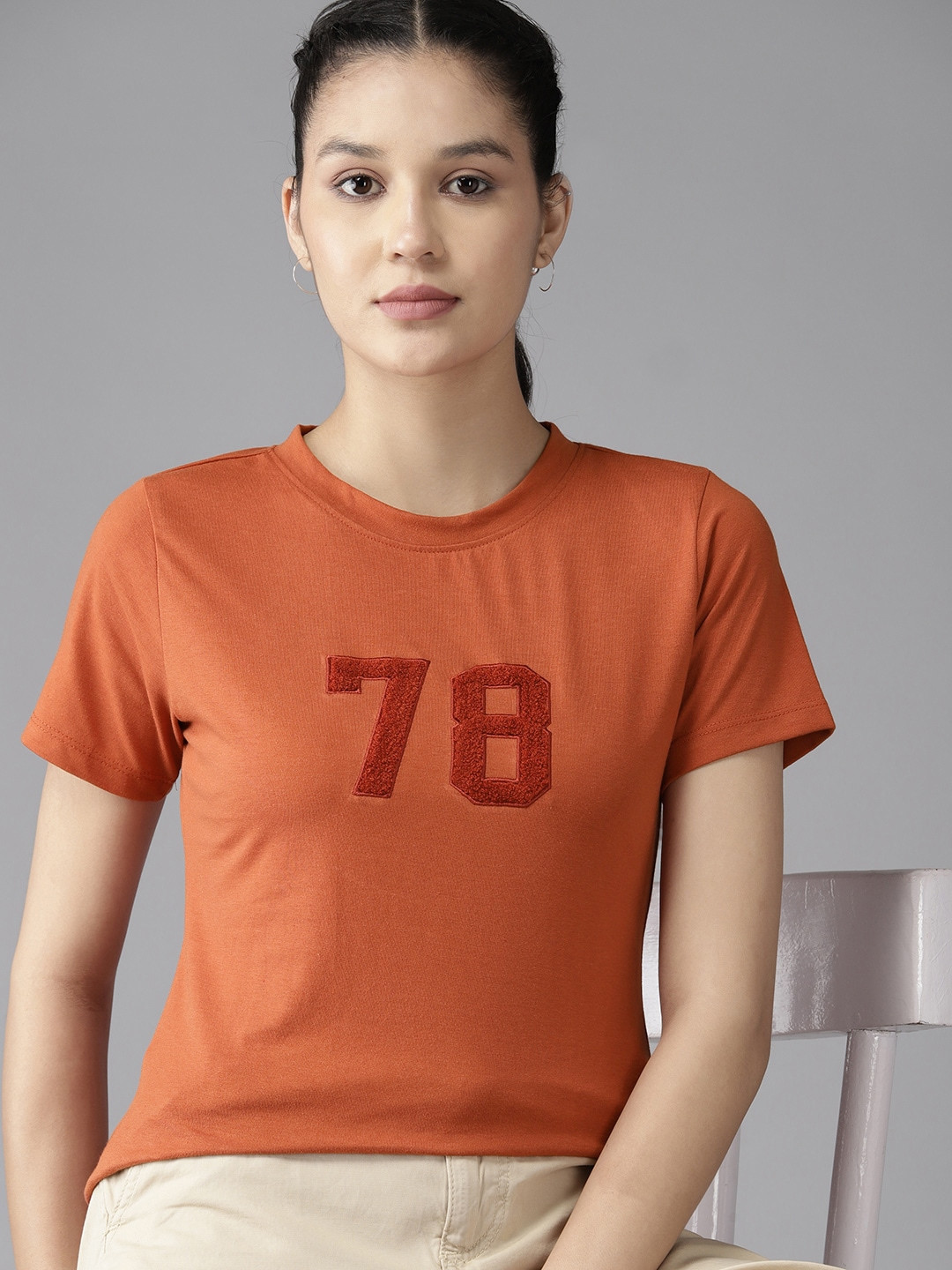 Buy The Roadster Lifestyle Co. Varsity Applique Detail Slim Fit T Shirt ...