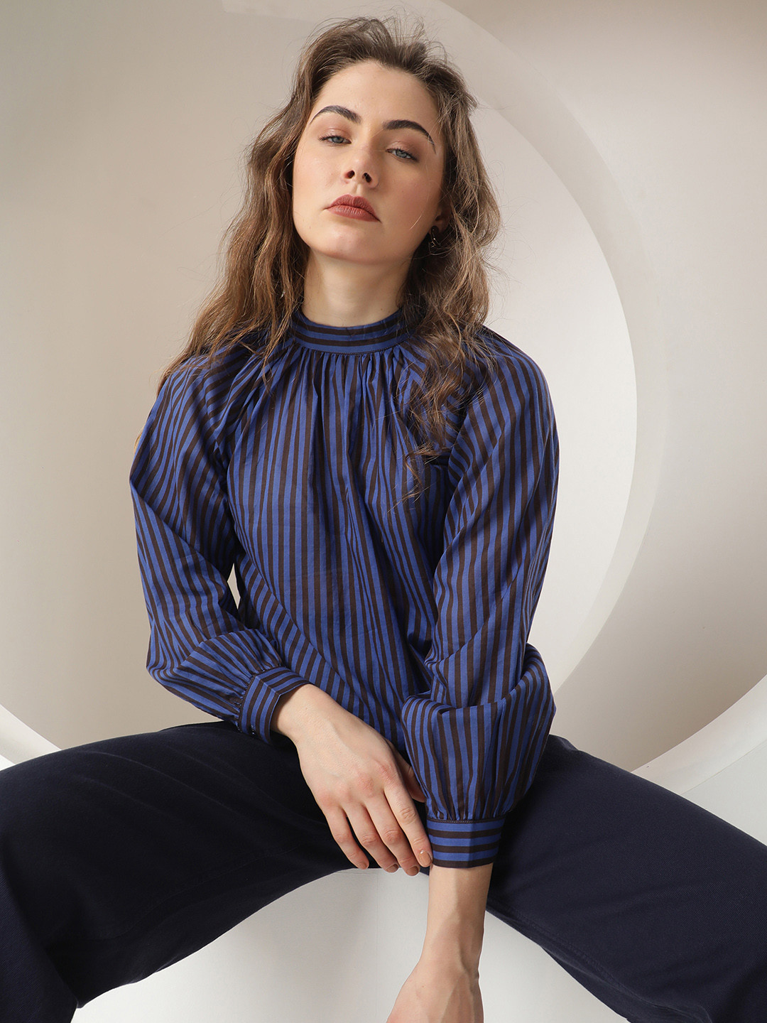 Buy RAREISM Striped High Neck Regular Top - Tops for Women 21985644 ...