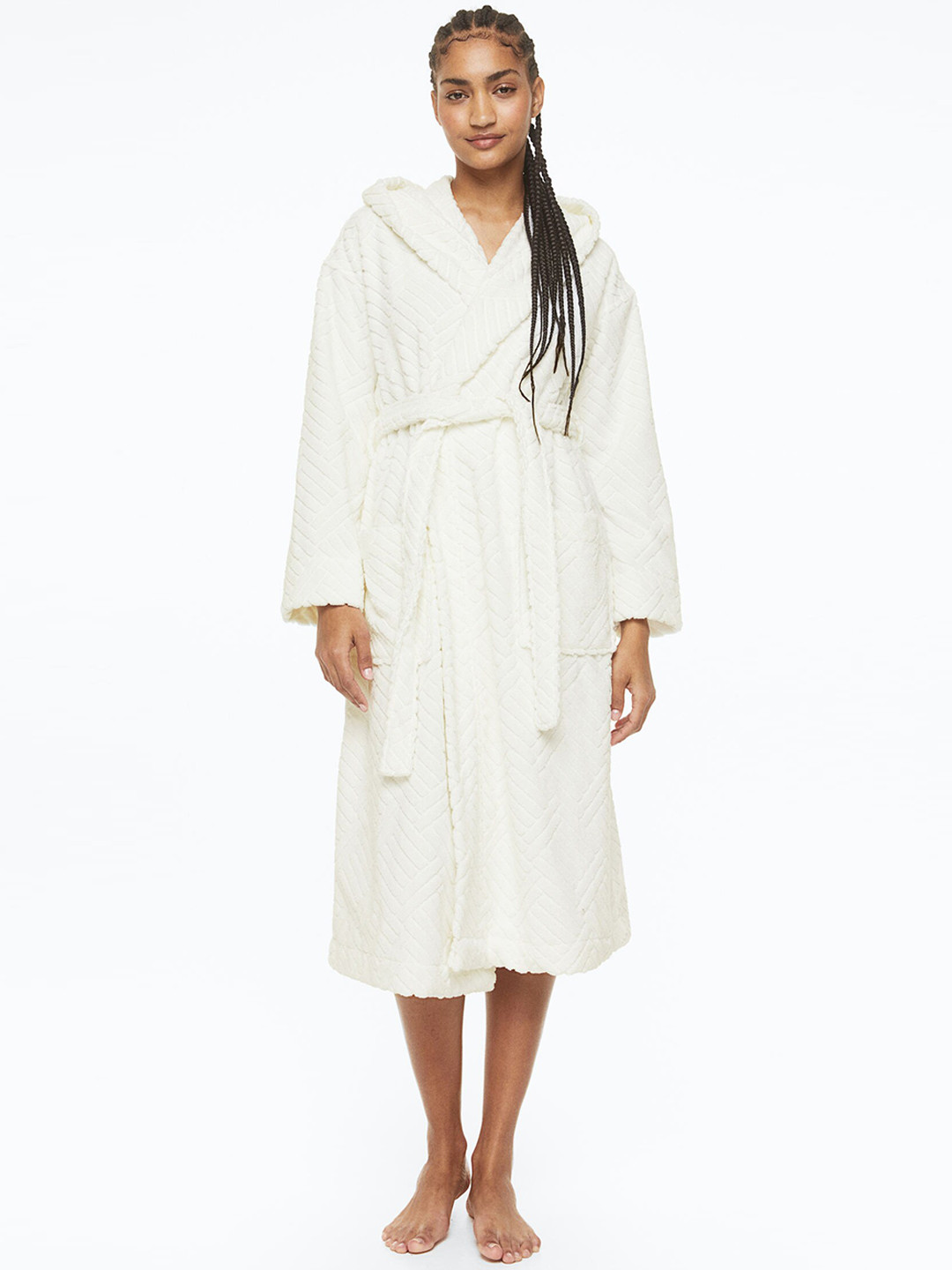 Buy H&M Pure Cotton Hooded Terry Dressing Gown - Robe for Women ...