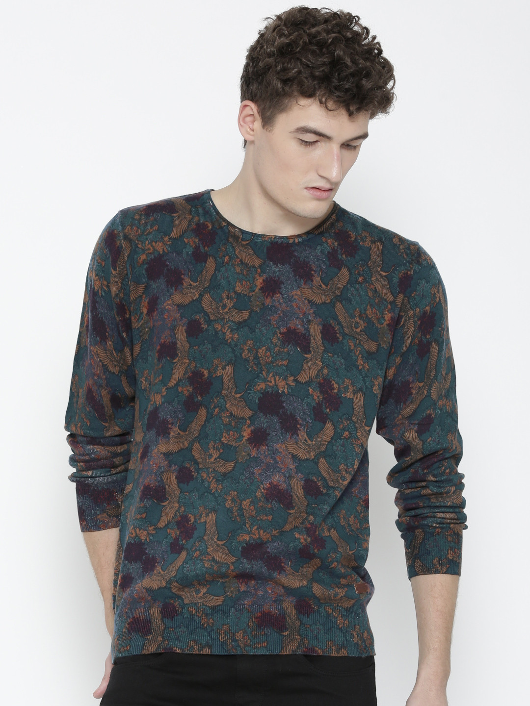 Buy Ed Hardy Men Blue Printed Sweater - Sweaters for Men 2199237 | Myntra