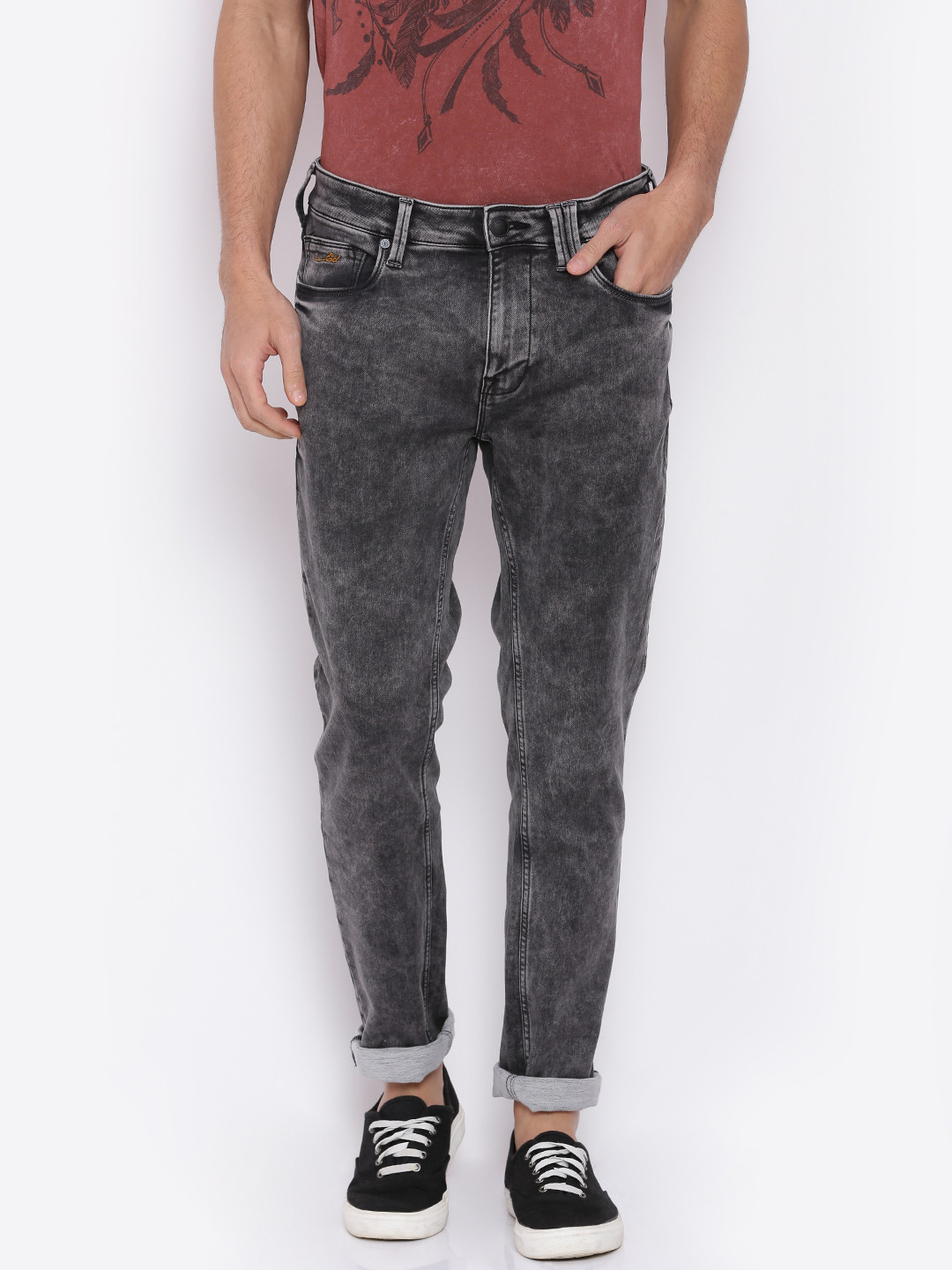 Buy Ed Hardy Men Grey Skuller Super Slim Fit Mid Rise Clean Look ...