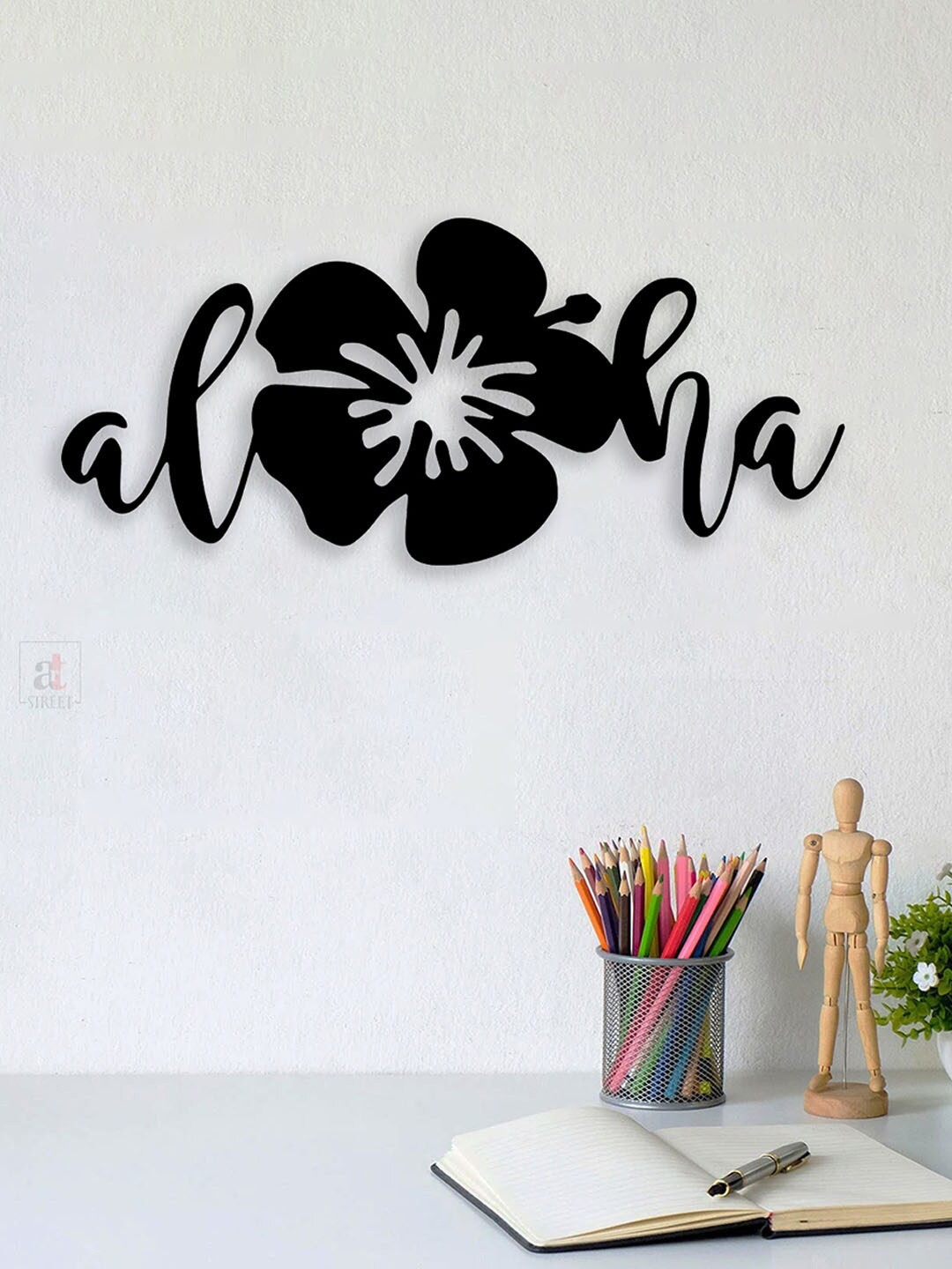 Buy Art Street Black Aloha Hibiscus Flower MDF Cutout Wall Hanging ...