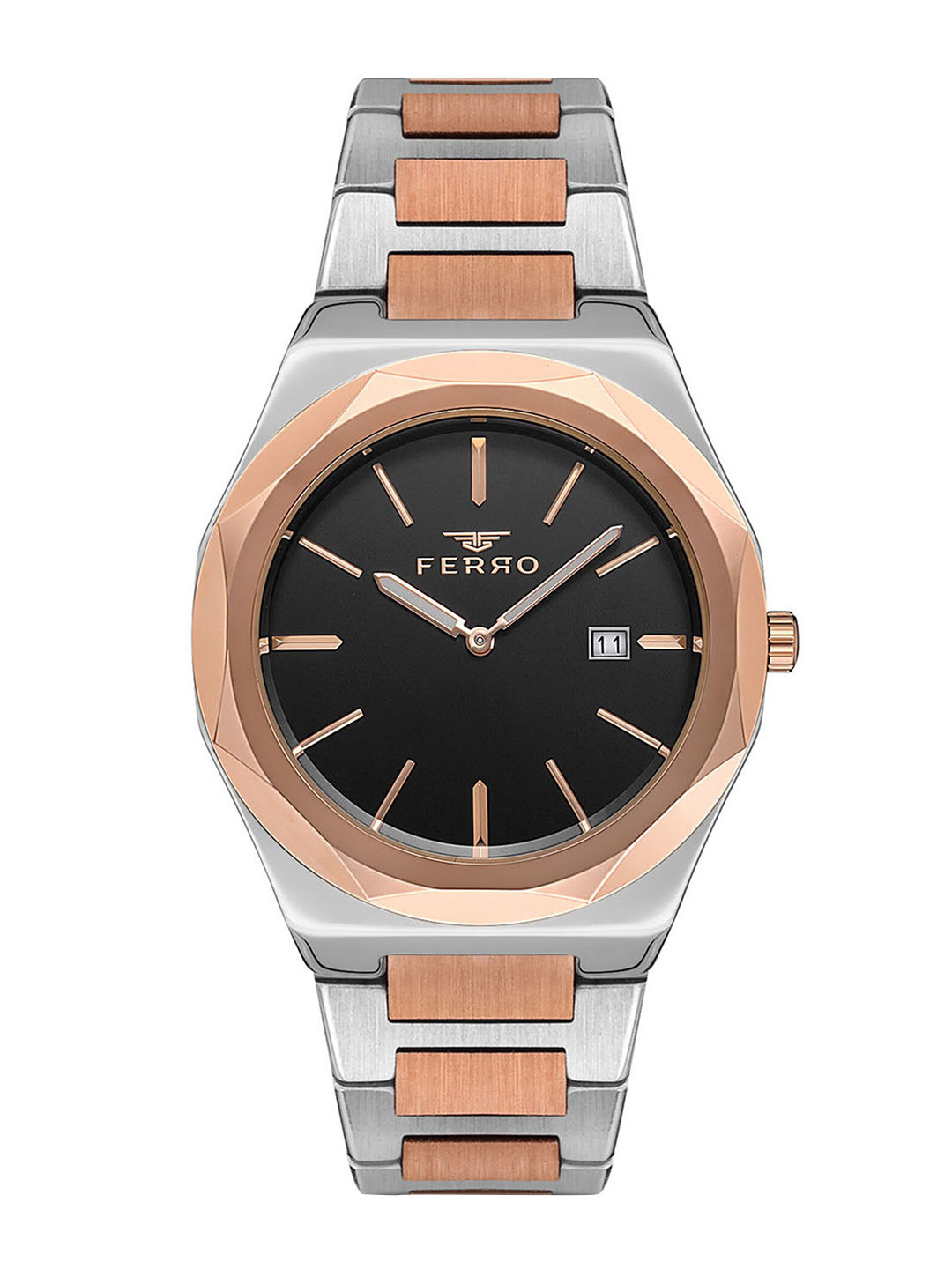 Buy Ferro Men Brass Dial & Stainless Steel Straps Analogue Watch ...