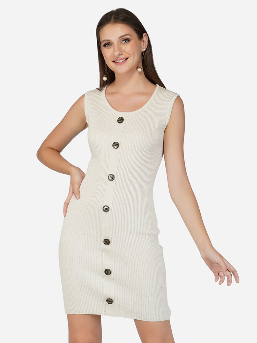 Buy JoE Hazel Cotton Round Neck Sleeveless Sheath Dress - Dresses for ...