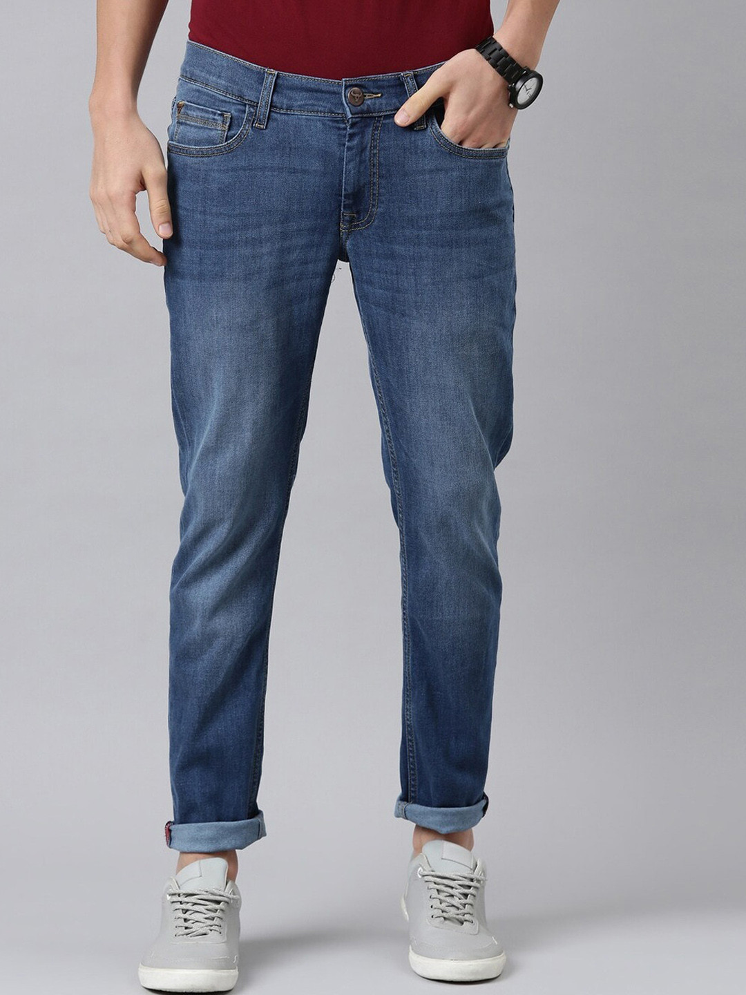 Buy American Bull Men Light Fade Medium Shade Mid Rise Stretchable ...