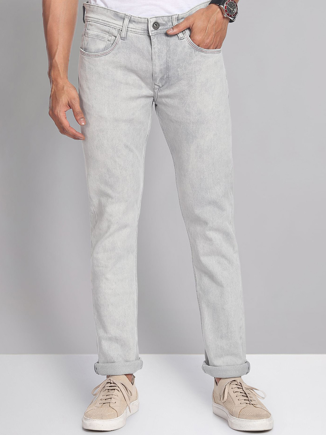 Buy AD By Arvind Men Slim Fit Heavy Fade Stretchable Jeans - Jeans for ...