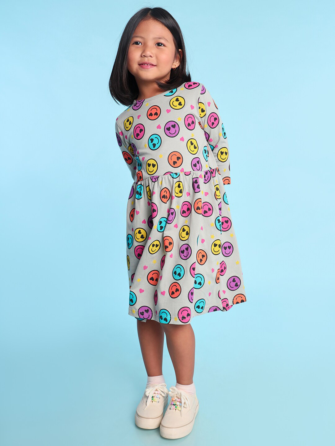 Buy BONKIDS Smiley Printed Dress - Dresses for Girls 22007320 | Myntra