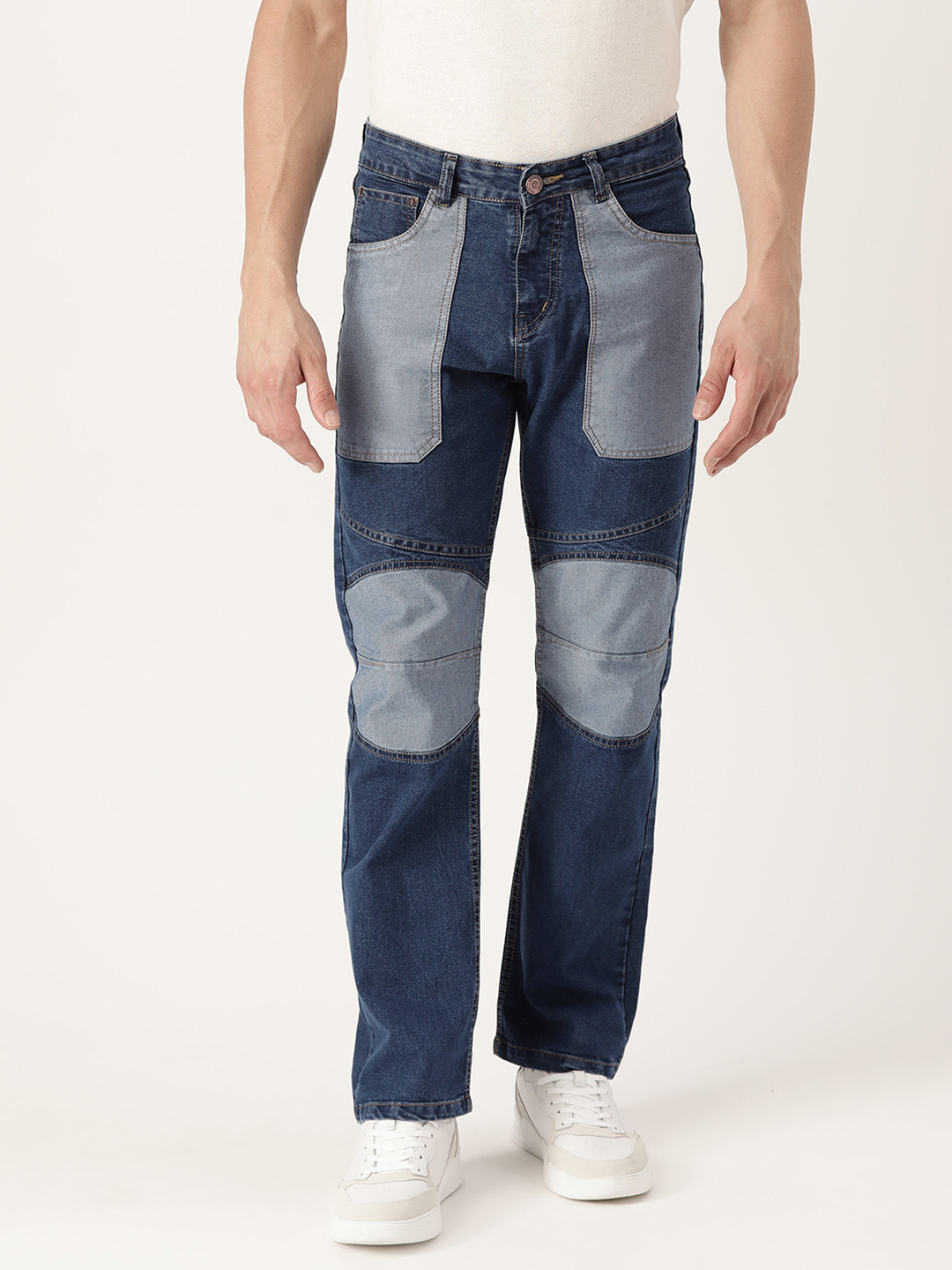 Buy PARIS HAMILTON Relaxed Fit Low Distress Colourblocked Stretchable ...