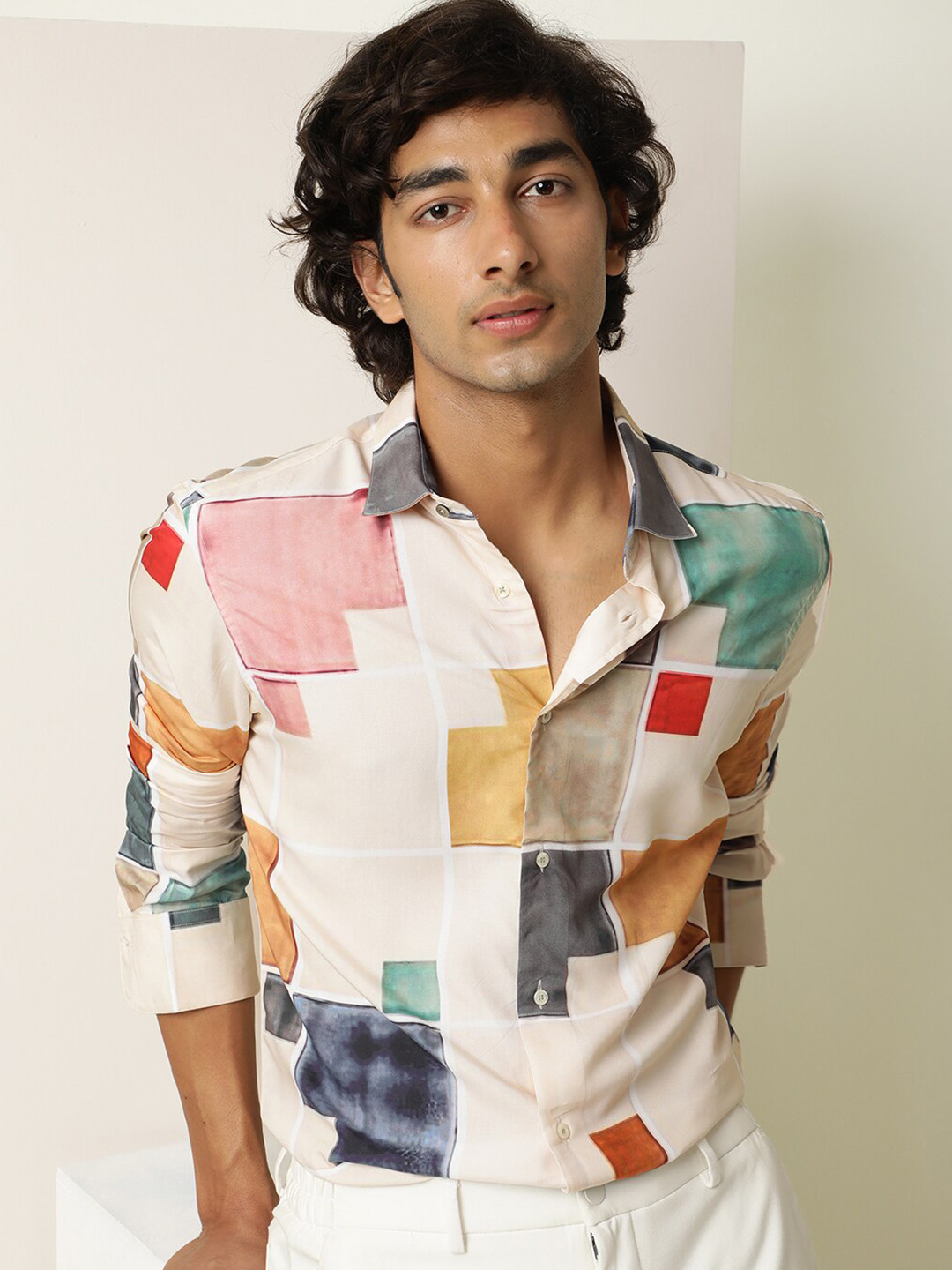 Buy RARE RABBIT Slim Fit Colourblocked Casual Shirt - Shirts for Men ...