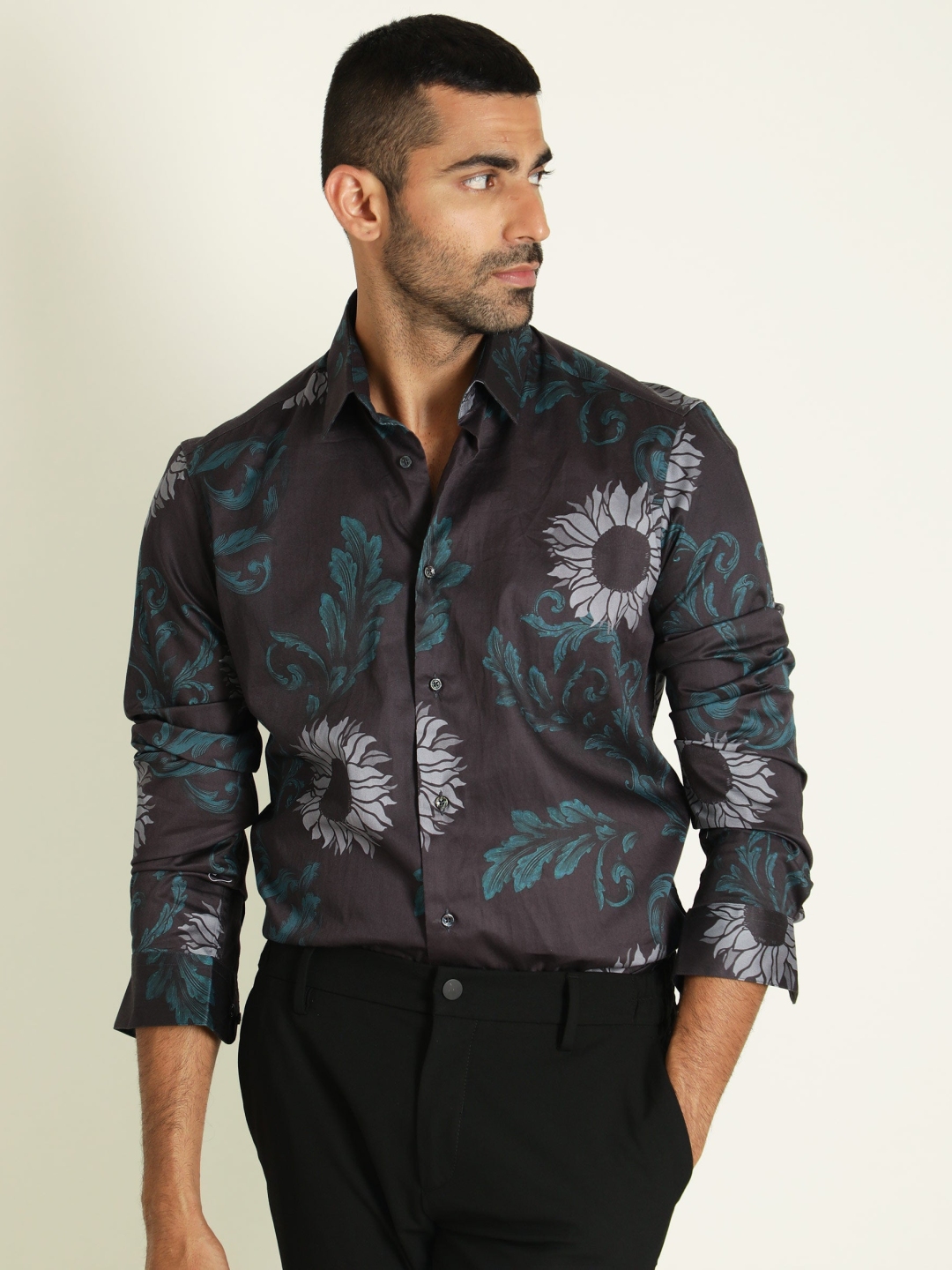 Buy Rare Rabbit Men Silbon Floral Printed Slim Fit Cotton Shirt