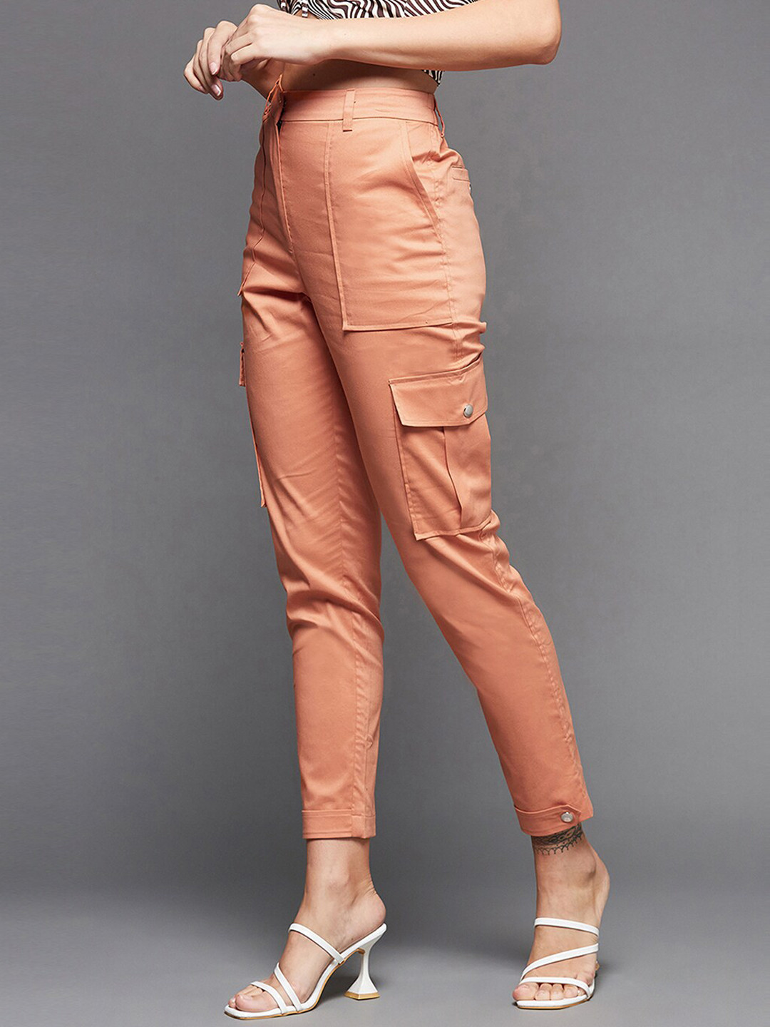 Buy Miss Chase Women Relaxed High Rise Cargos Trousers - Trousers for ...