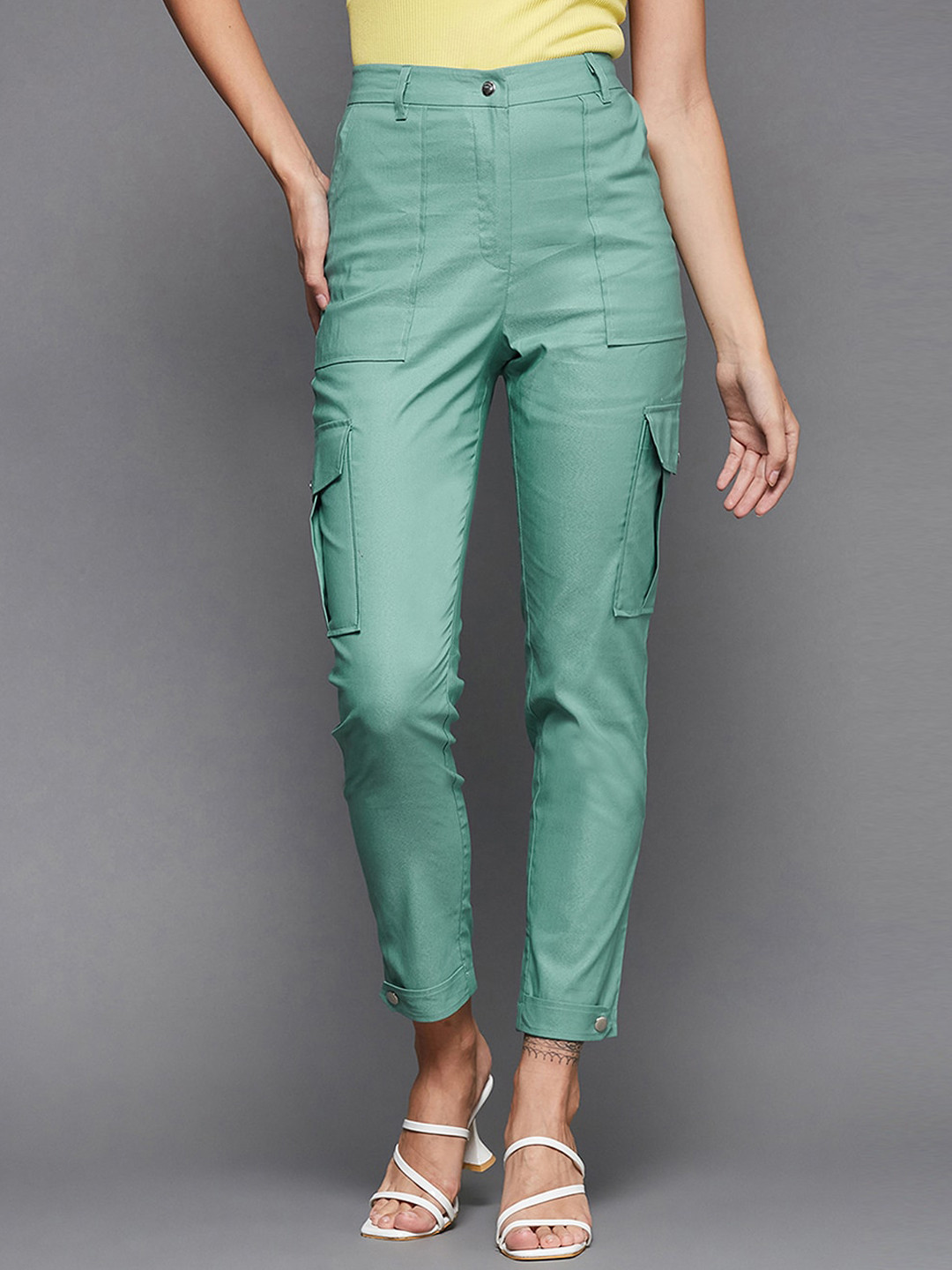 Buy Miss Chase Women Relaxed High Rise Cargos - Trousers for Women ...