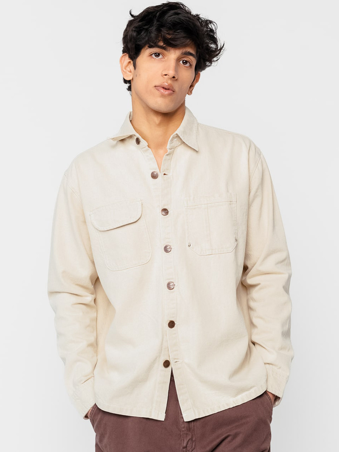 Buy FREAKINS Regular Fit Pure Cotton Long Sleeves Shacket - Shackets ...