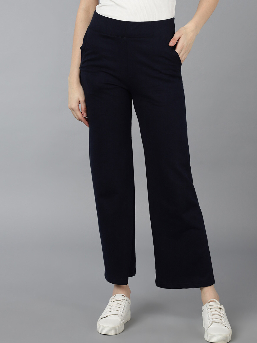 Buy Rock Paper Scissors Women Pure Cotton High Rise Parallel Trousers ...
