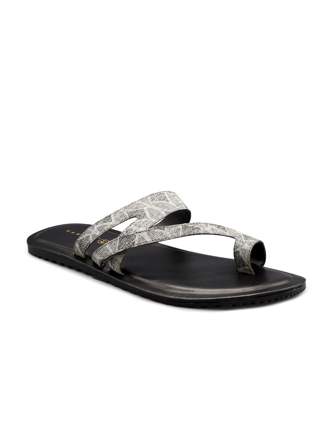 Buy Kanvas Men Textured No Back Strap One Toe Flats - Sandals for Men ...