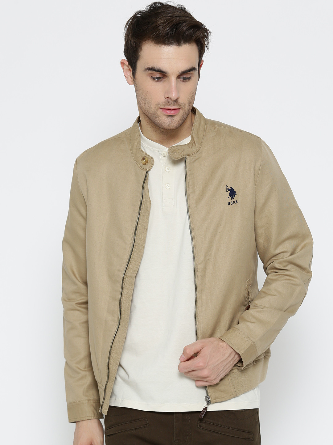 Buy U.S. Polo Assn. Men Brown Solid Bomber Jacket - Jackets for Men ...