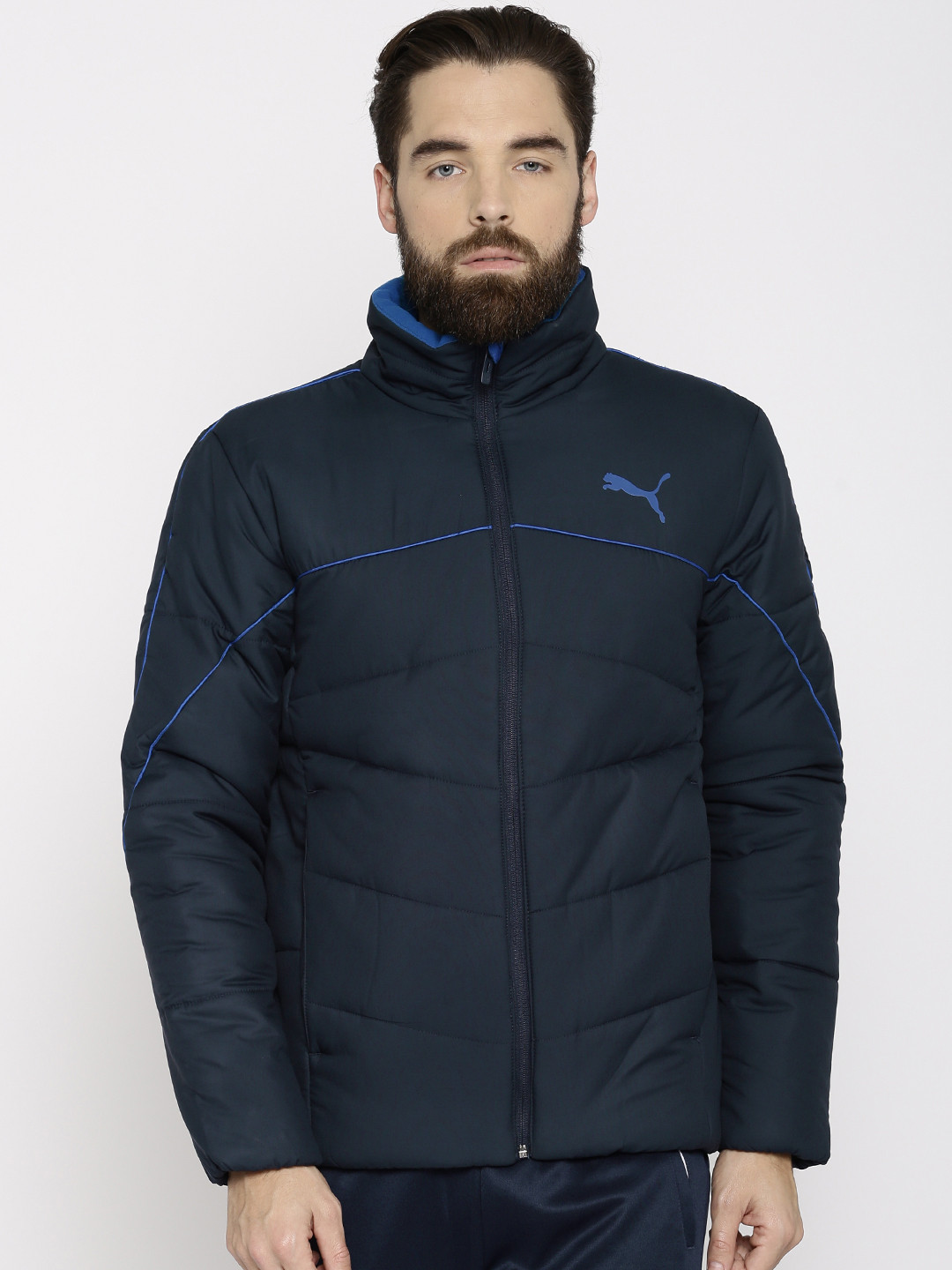 Buy Puma Men Blue Solid Padded ESSENTIALS 400 DOWN Jacket - Jackets for ...