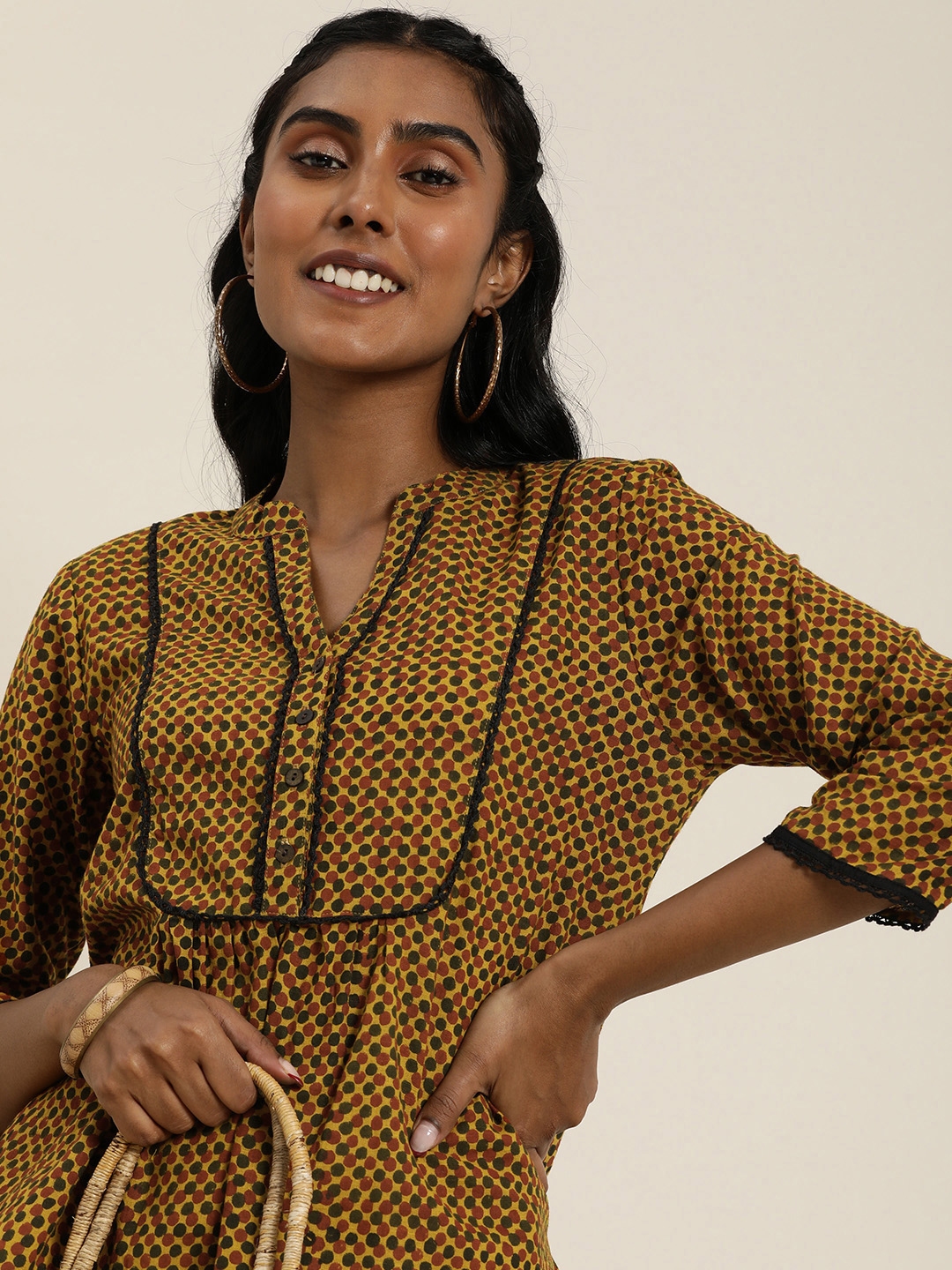 Buy Taavi Geometric Print Mandarin Collar Pure Cotton Bagru Peplum Top ... Buy Taavi Geometric Print Mandarin Collar Pure Cotton Bagru Peplum Top ...