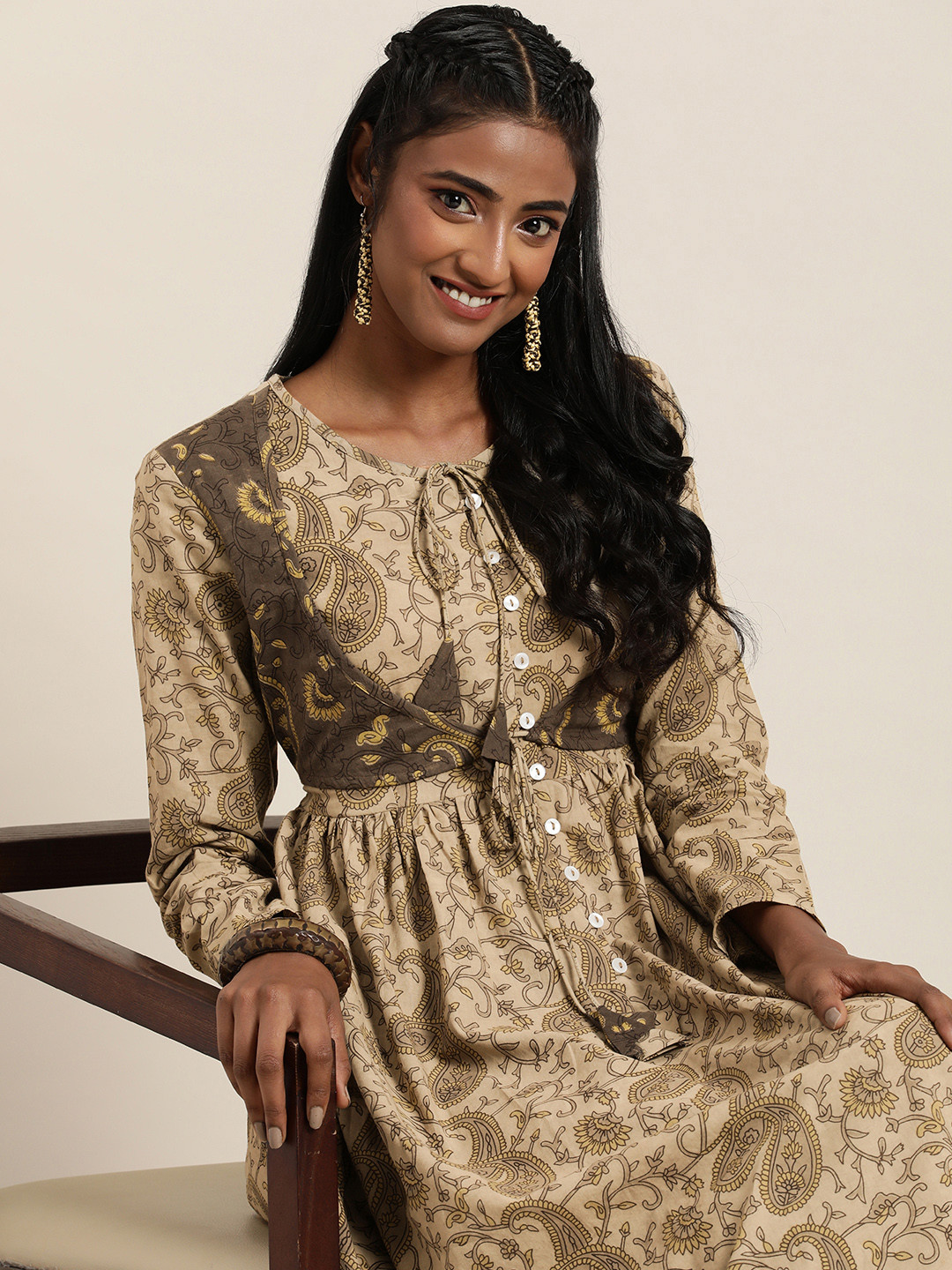 Buy Taavi Pure Cotton Midi Festive Ethnic Dress - Ethnic Dresses for ...