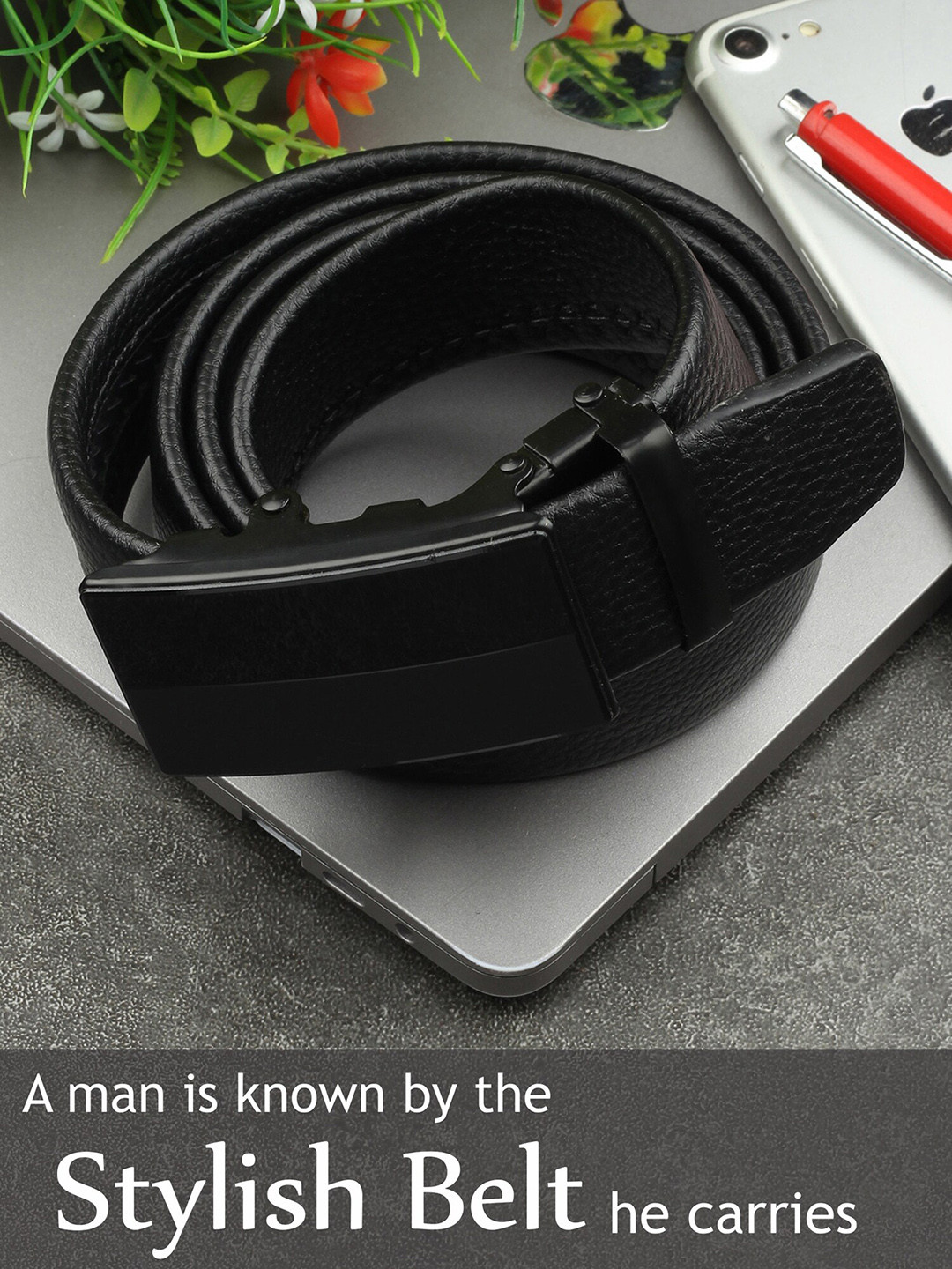 Buy ZORO Men PU Reversible Slider Buckle Formal Belt - Belts for Men ...