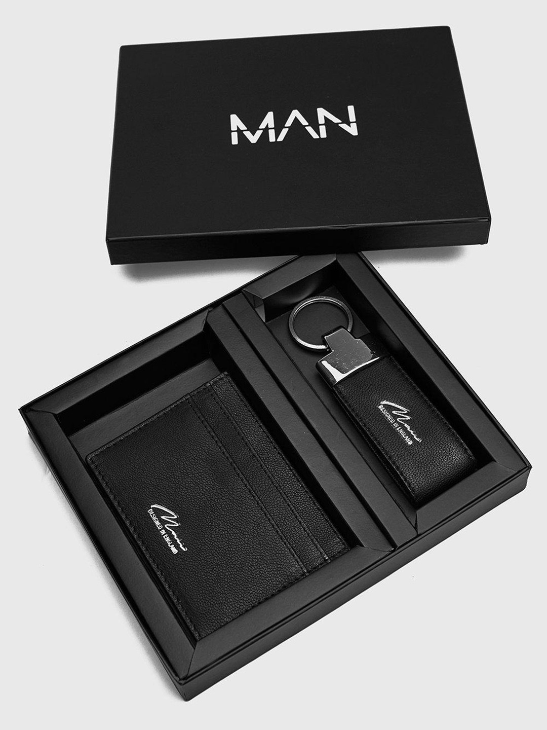 Buy BoohooMAN Leather Cardholder & Key Ring Gift Set - Accessory Gift ...