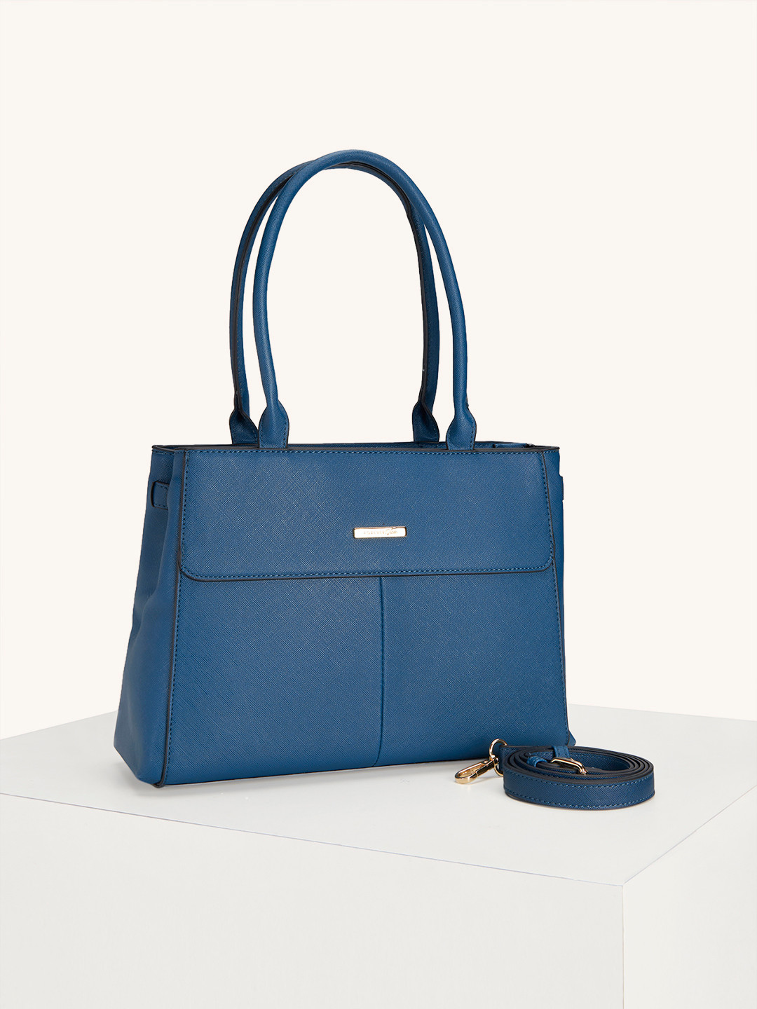 Buy Forever Glam By Pantaloons Teal PU Structured Shoulder Bag ...