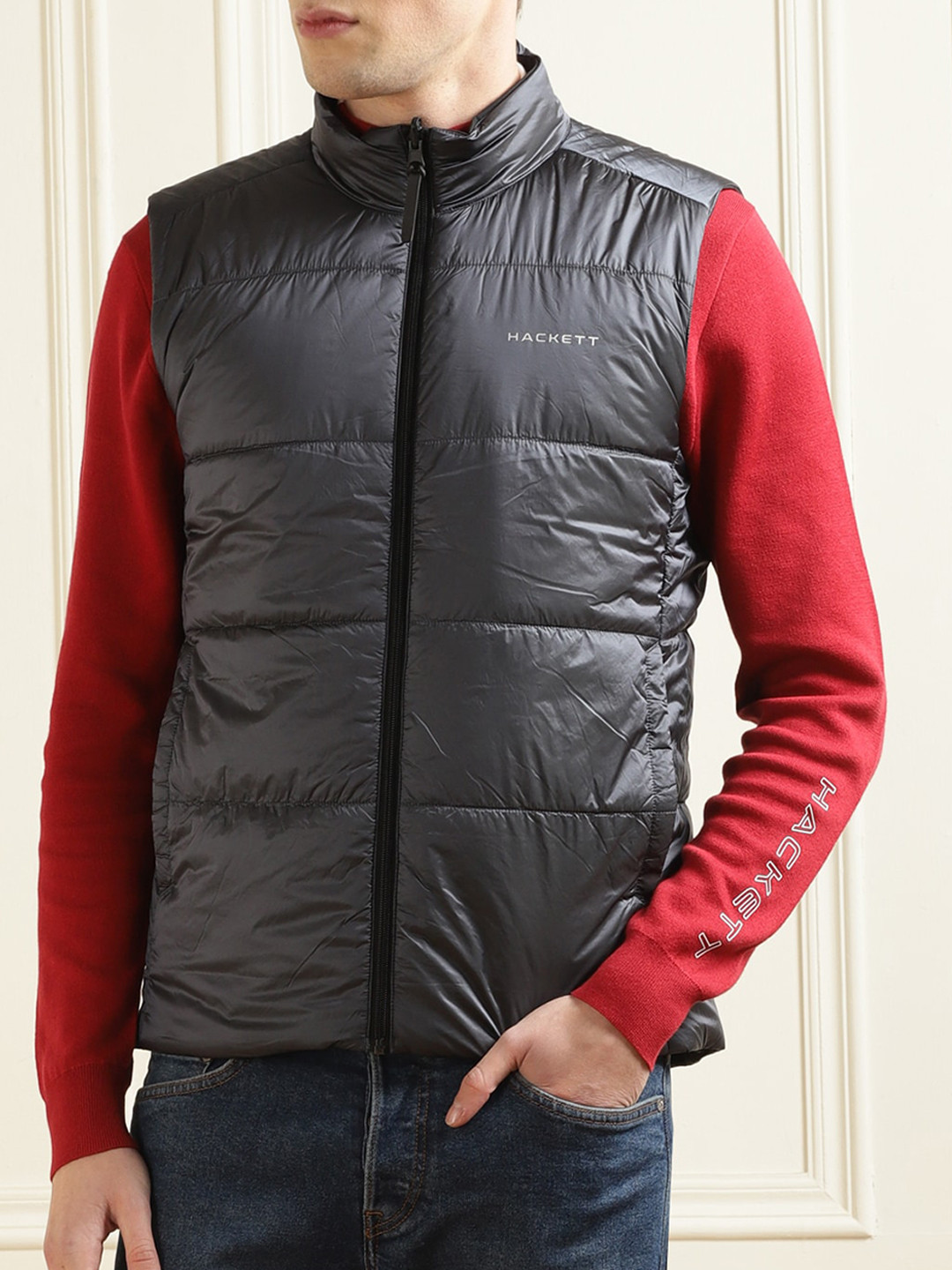 Buy HACKETT LONDON Men Mock Collar Reversible Puffer Jacket - Jackets ...