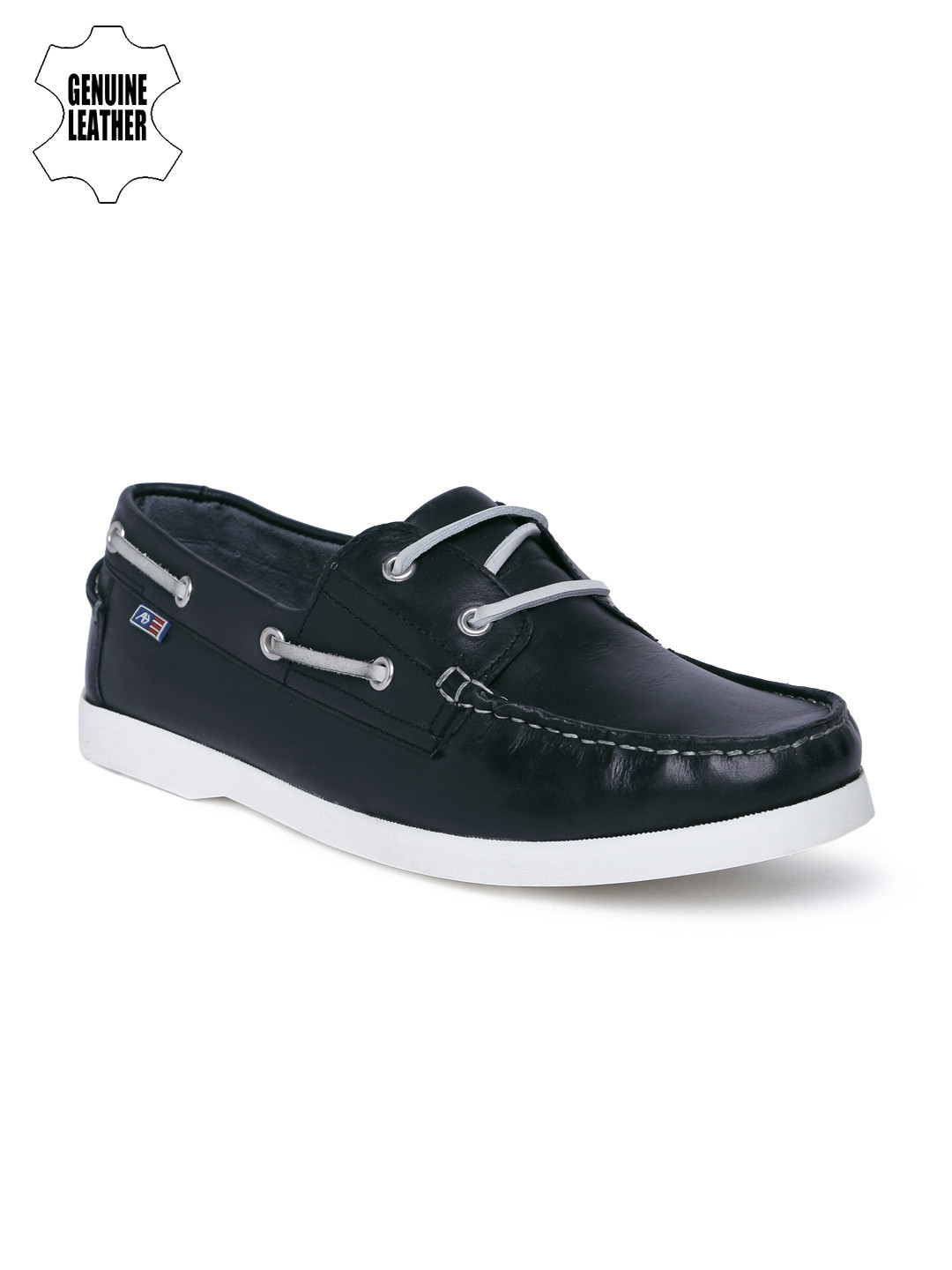 Buy Arrow Men Navy Blue Hans Leather Boat Shoes - Casual Shoes for Men ...