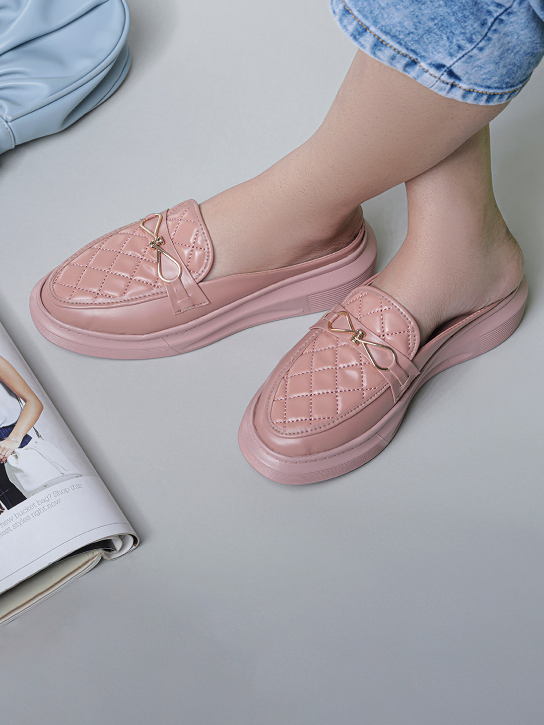 Buy Shezone Women Textured Round Toe Mules Flats - Flats for Women ...