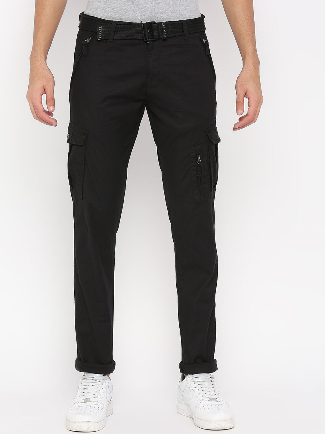 Buy Beevee Men Relaxed Straight Fit Easy Wash Cargo Trousers - Trousers ...