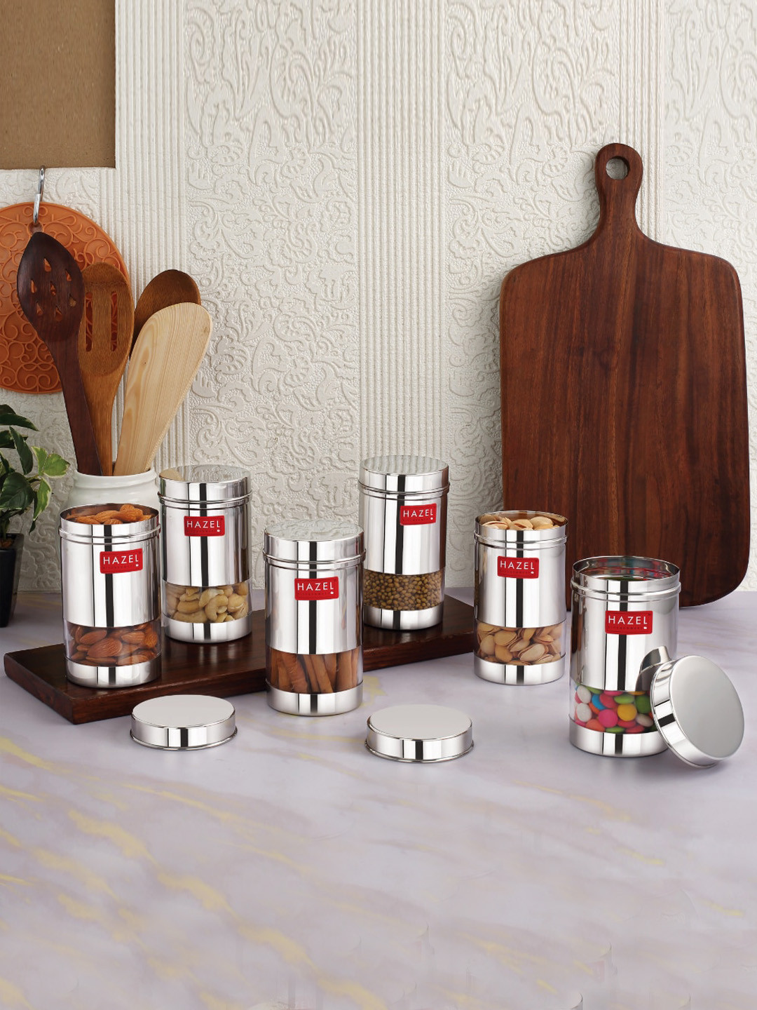 Buy HAZEL 6 Pcs Stainless Steel See Through Food Containers With ...