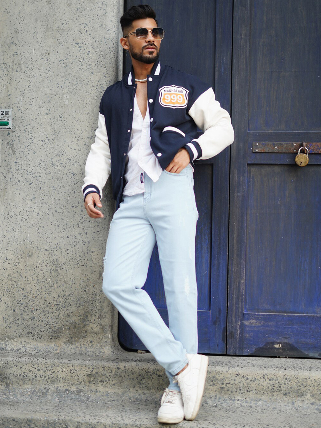 Buy Powerlook Men Colourblocked Organic Cotton Varsity Jacket With ...