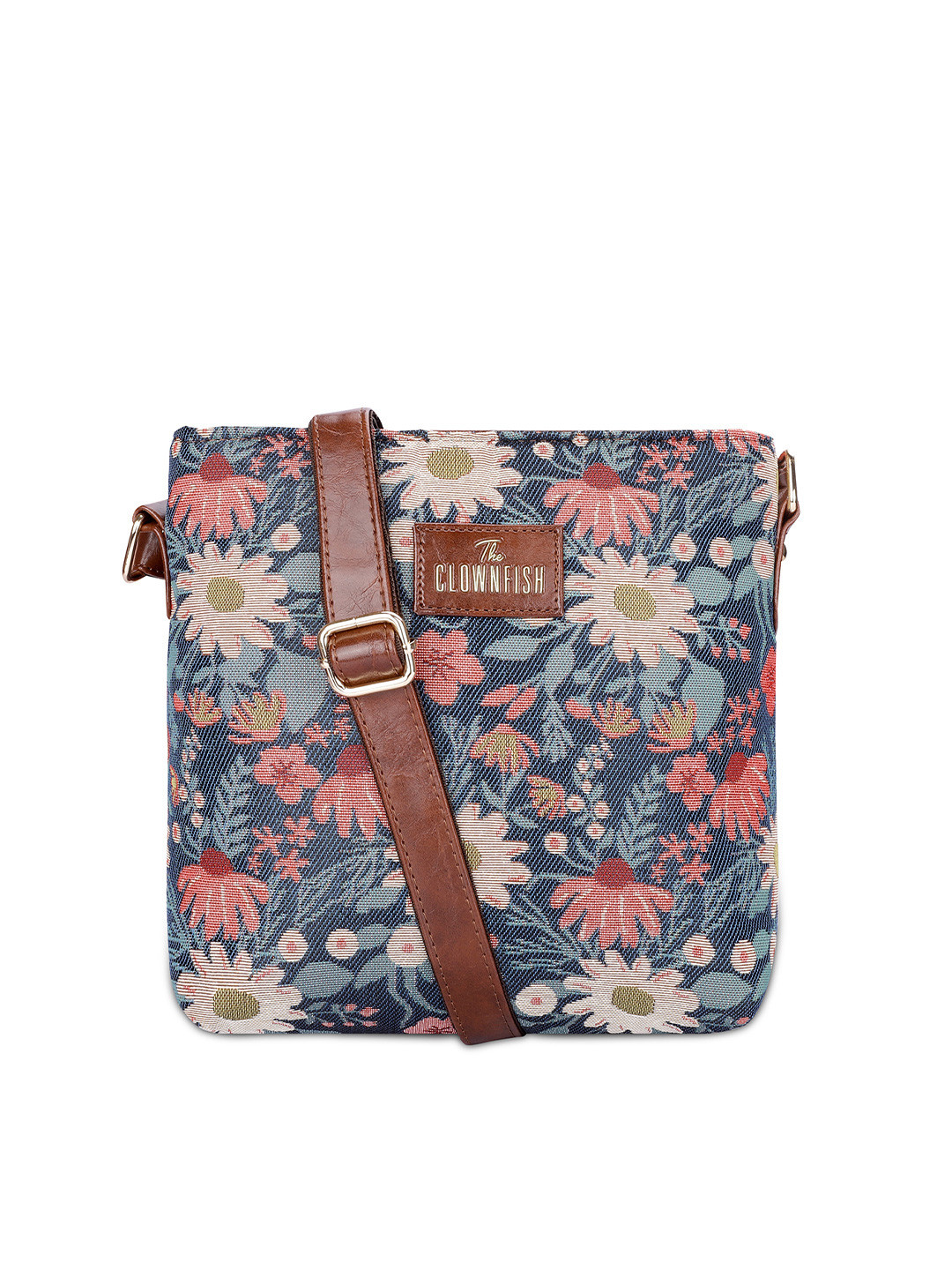 Buy THE CLOWNFISH Linda Floral Printed Structured Fabric Sling Bag ...