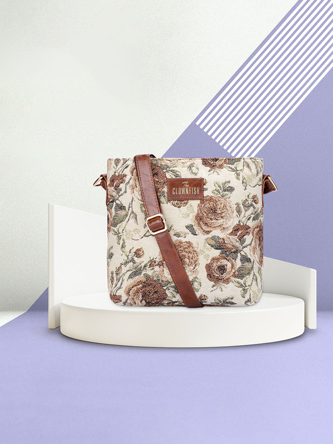 Buy THE CLOWNFISH Linda Floral Printed Structured Sling Bag - Handbags ...