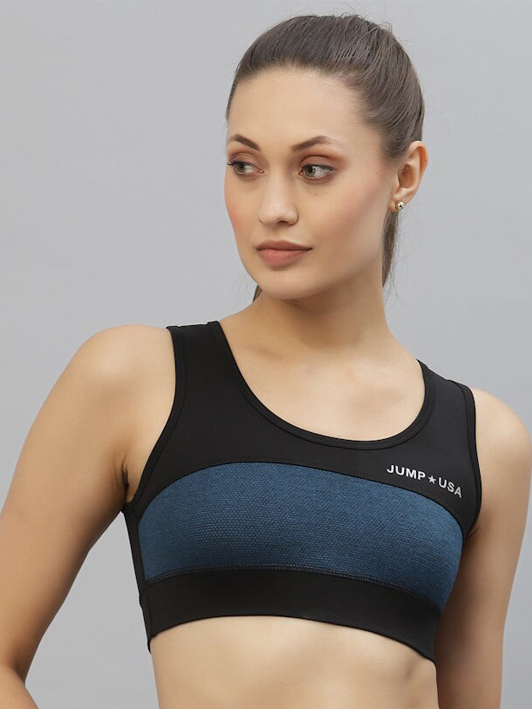 Buy JUMP USA Colourblocked Non Wired Non Padded Rapid Dry Sports Bra ...